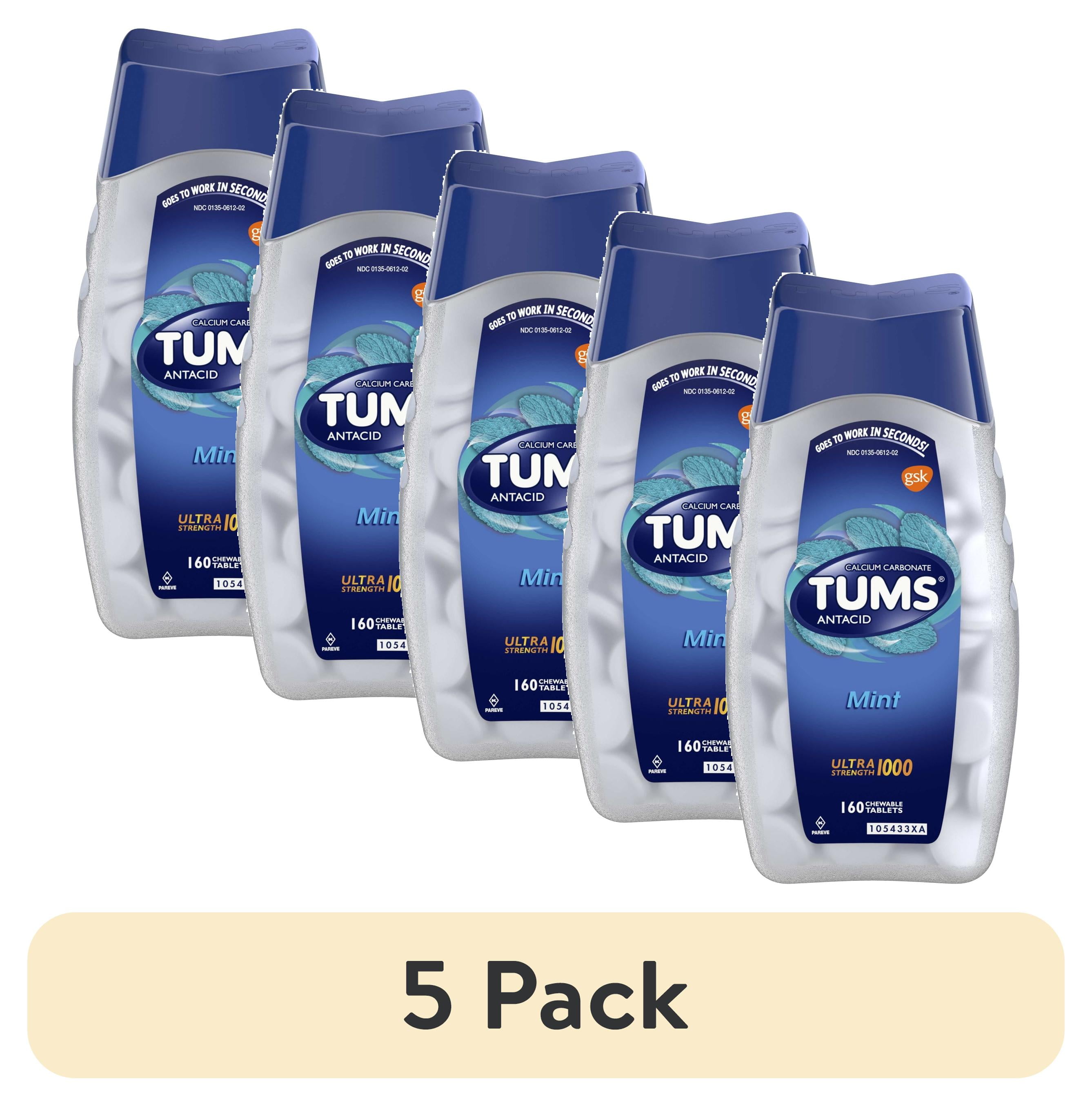 (5 pack) TUMS Antacid Chewable Tablets, Ultra Strength for Heartburn ...