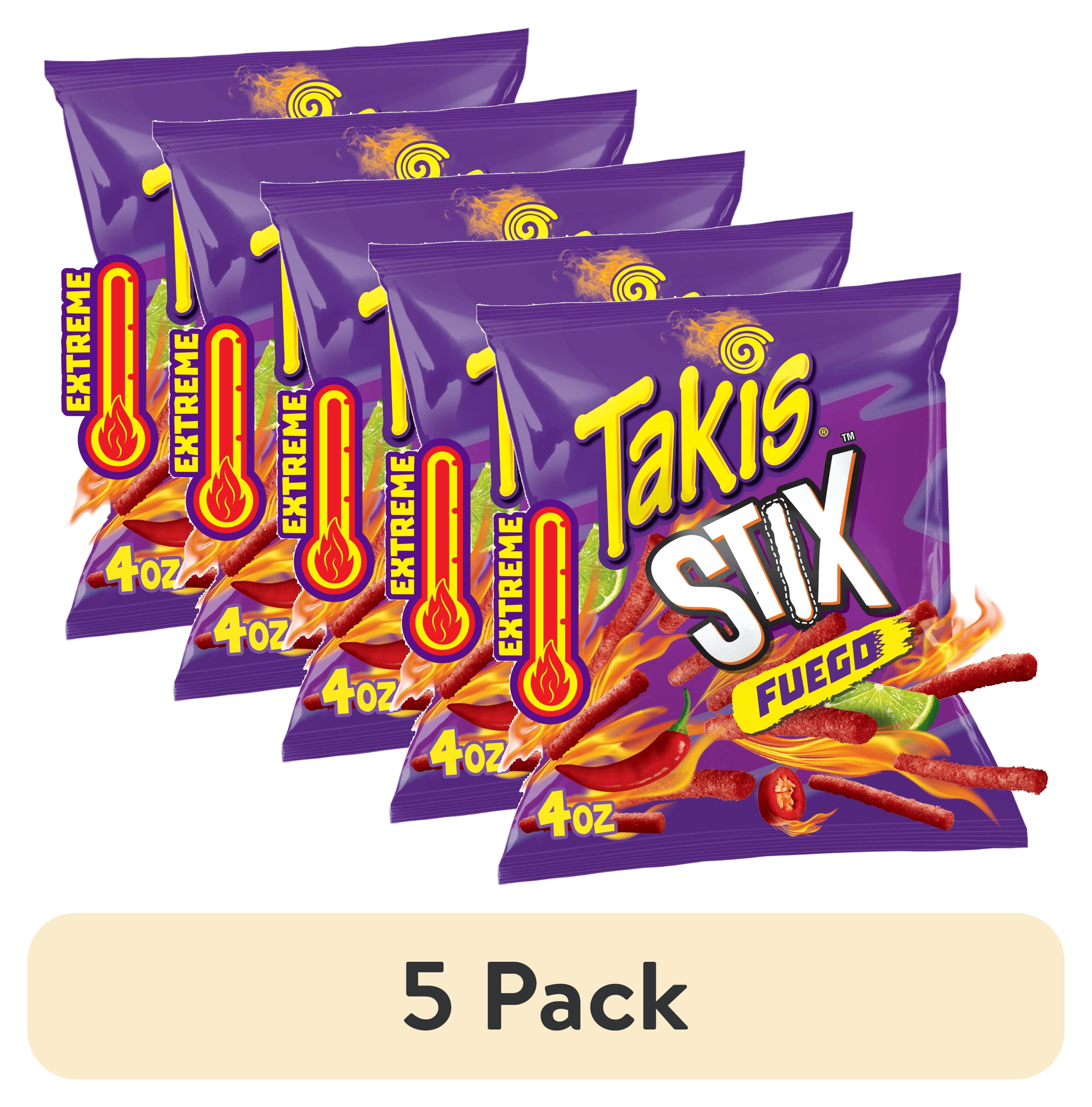 (5 pack) Takis Fuego Stix 4 oz Snack Size Bag, Hot Chili Pepper & Lime ...