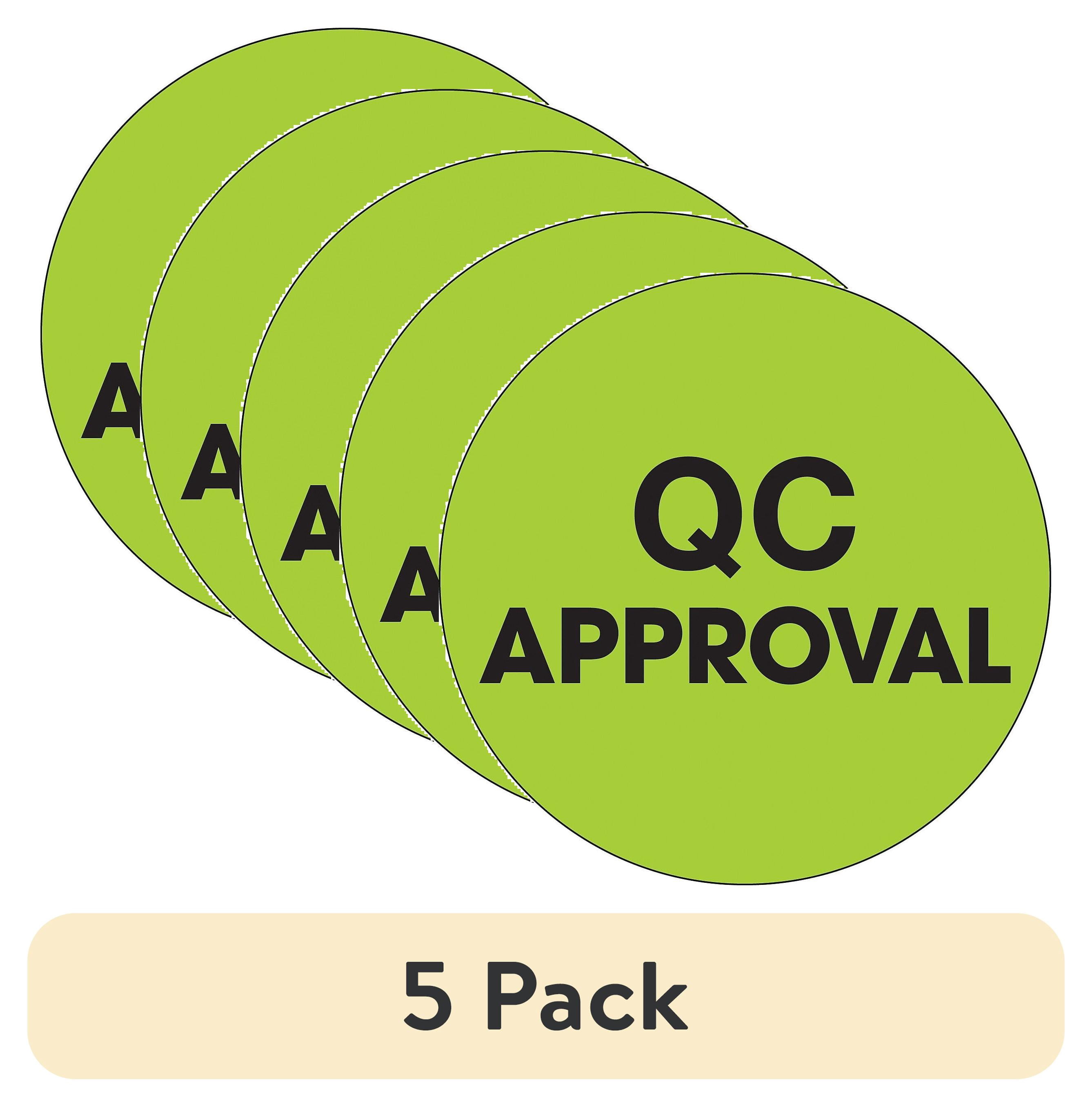 (5 pack) Tape Logic Labels "QC Approval" 1" Circle Fluorescent Green ...