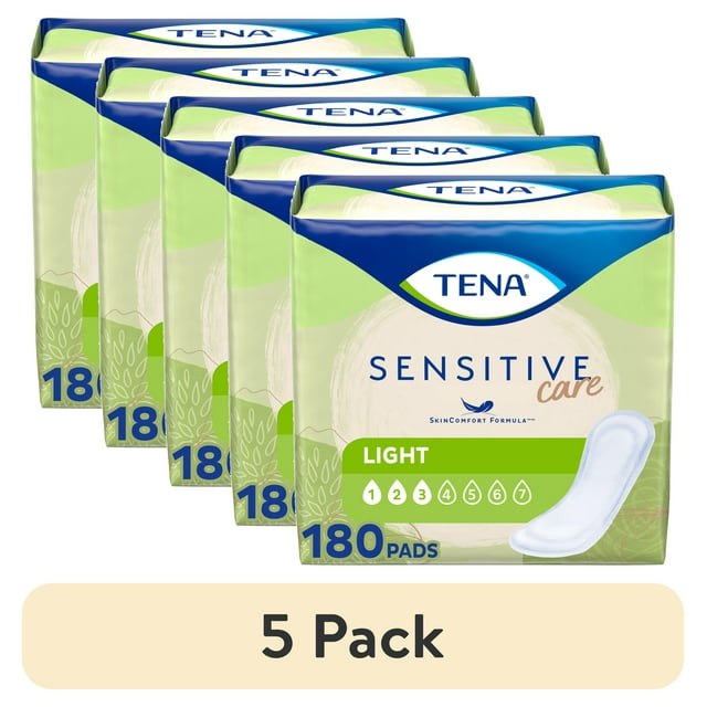 (5 pack) Tena Sensitive Care Ultra Thin Light Incontinence Pads ...