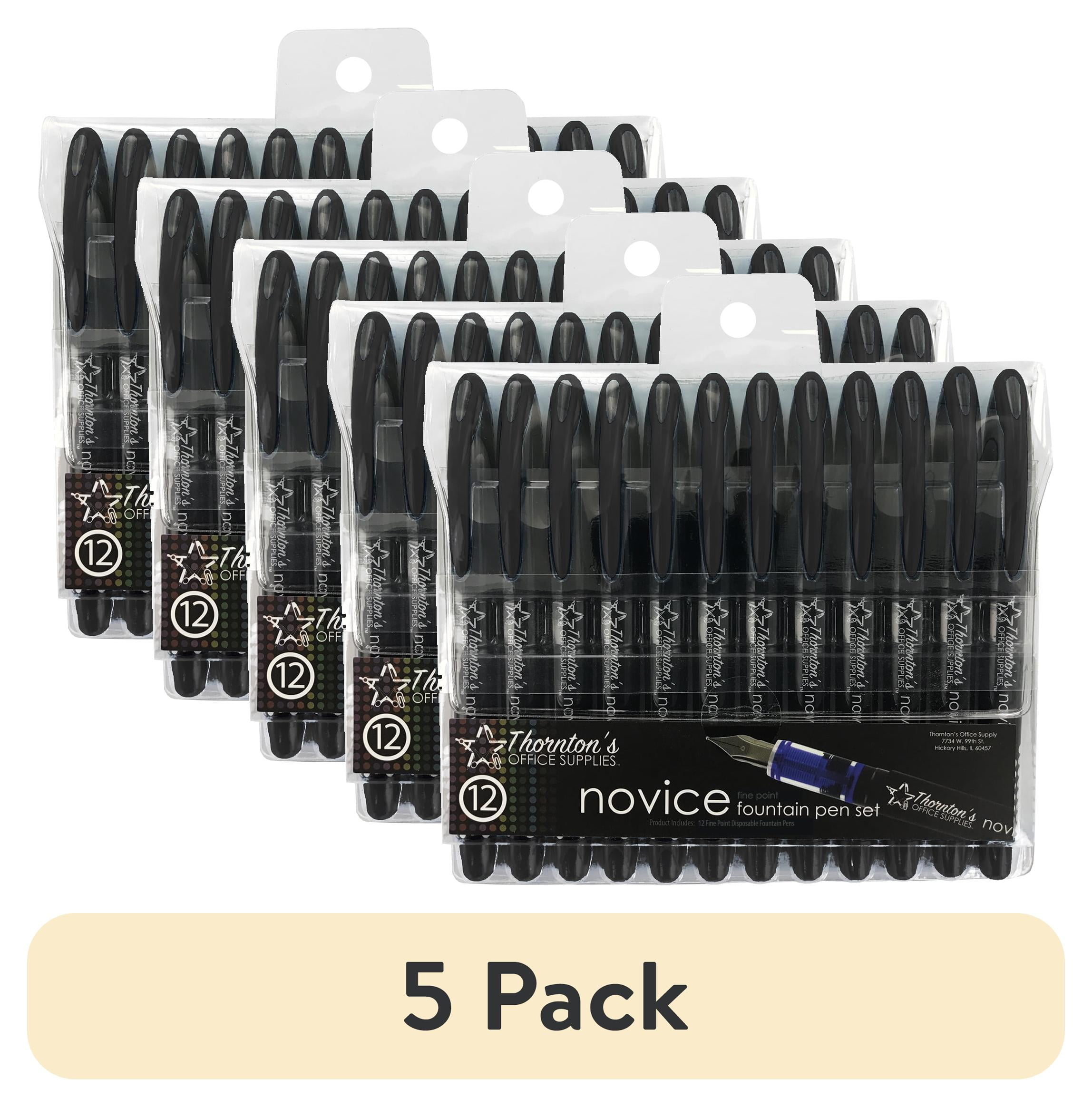 (5 pack) Thornton's Office Supplies Disposable Fountain Pens Pack of 12 ...