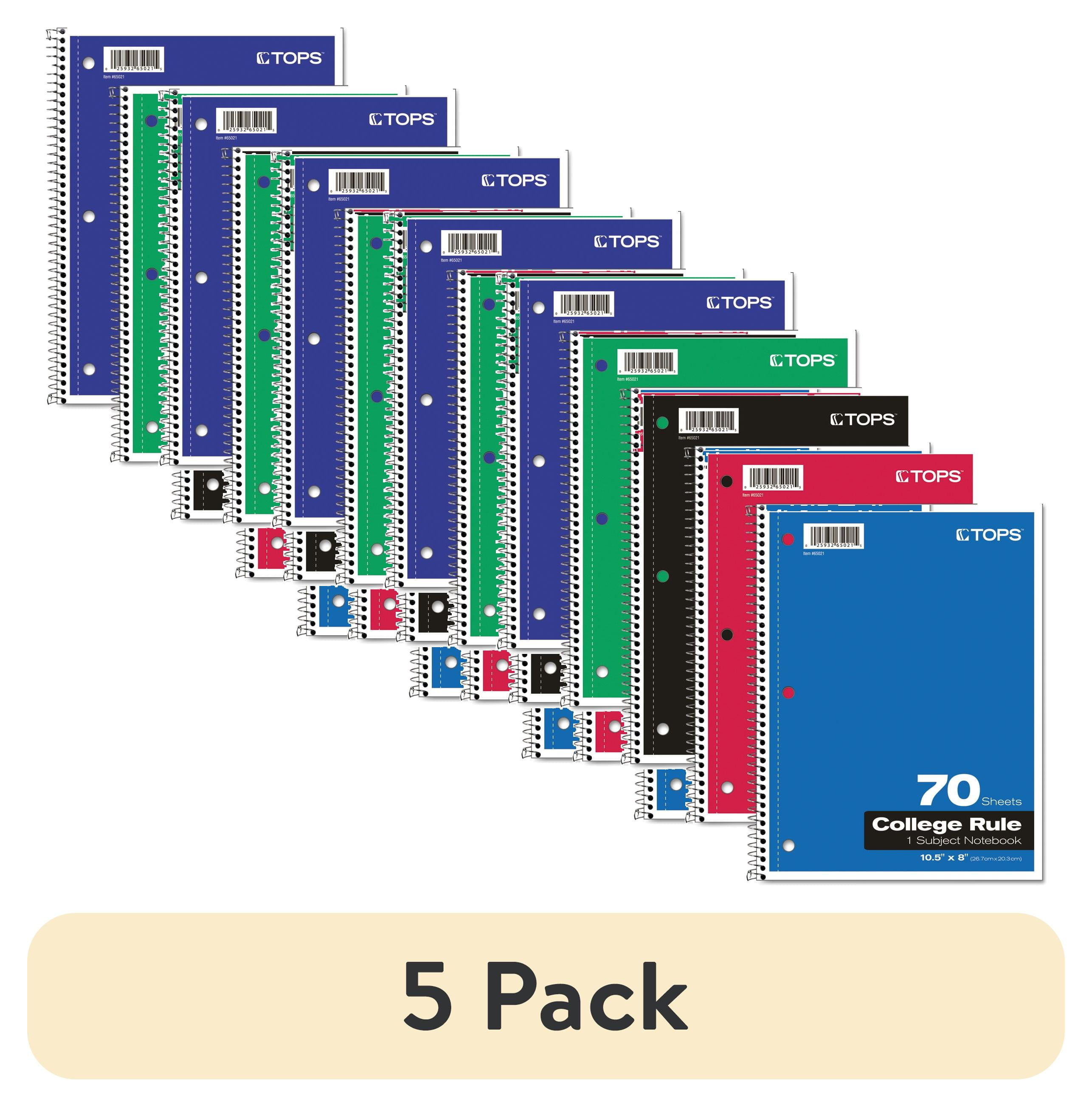 (5 pack) Tops 65021 10-1/2" X 8" Wirebound Notebook Assorted Colors 70 ...