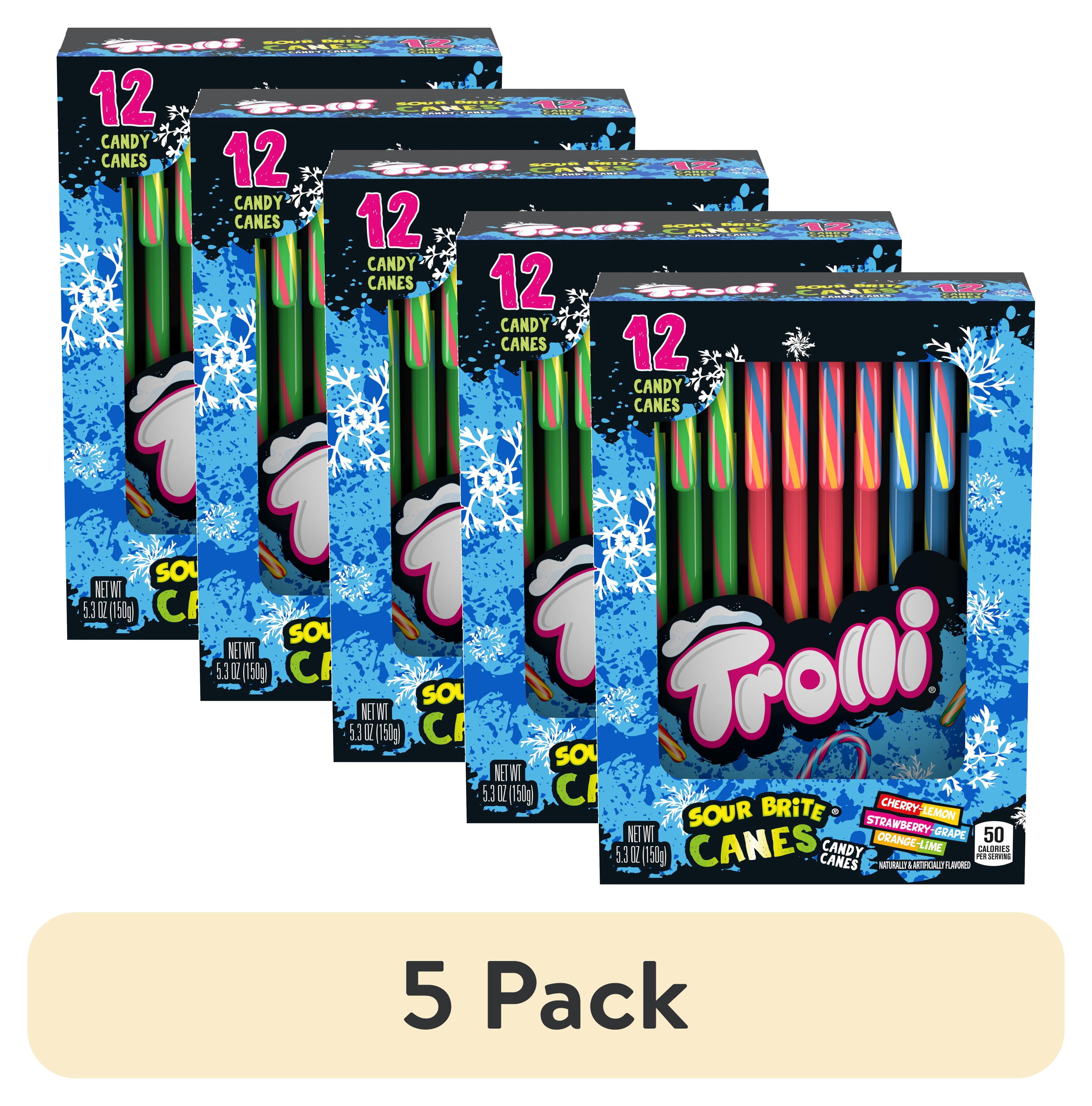 (5 pack) Trolli Sour Brite Candy Canes, Fruit Flavored, Sour Holiday ...