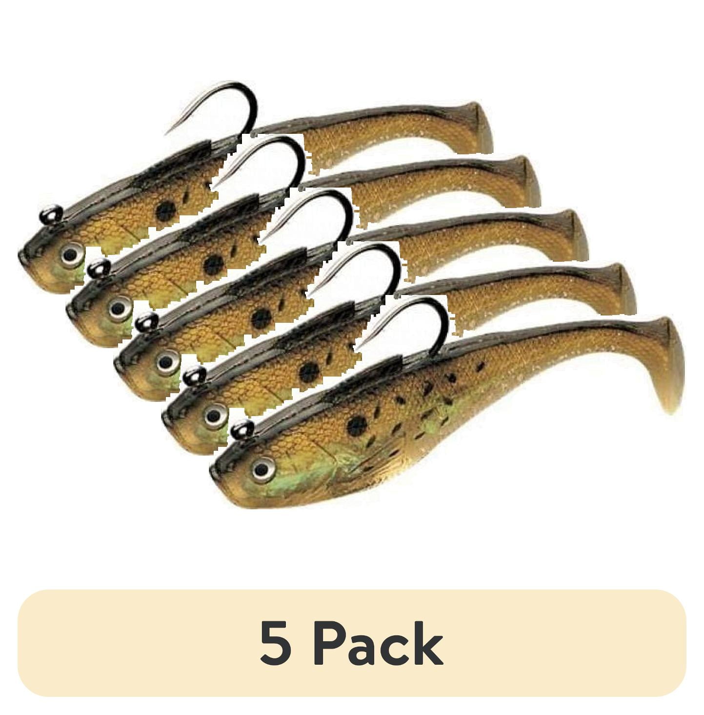 (5 pack) Tsunami 4" Holographic Swim Shad Soft Bait, Gold & Blacken ...