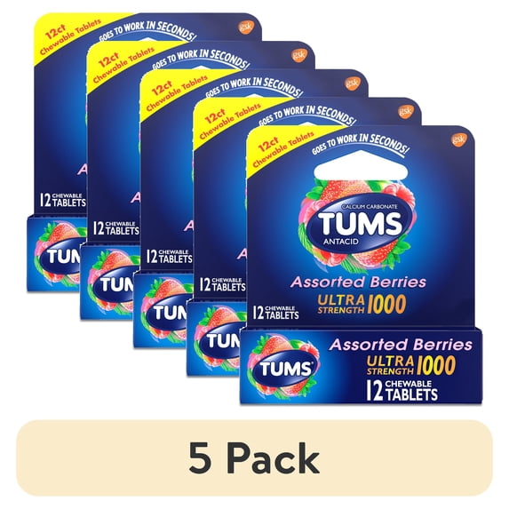 (5 pack) Tums Ultra Strength Heartburn Relief Chewable Antacid Tablets ...