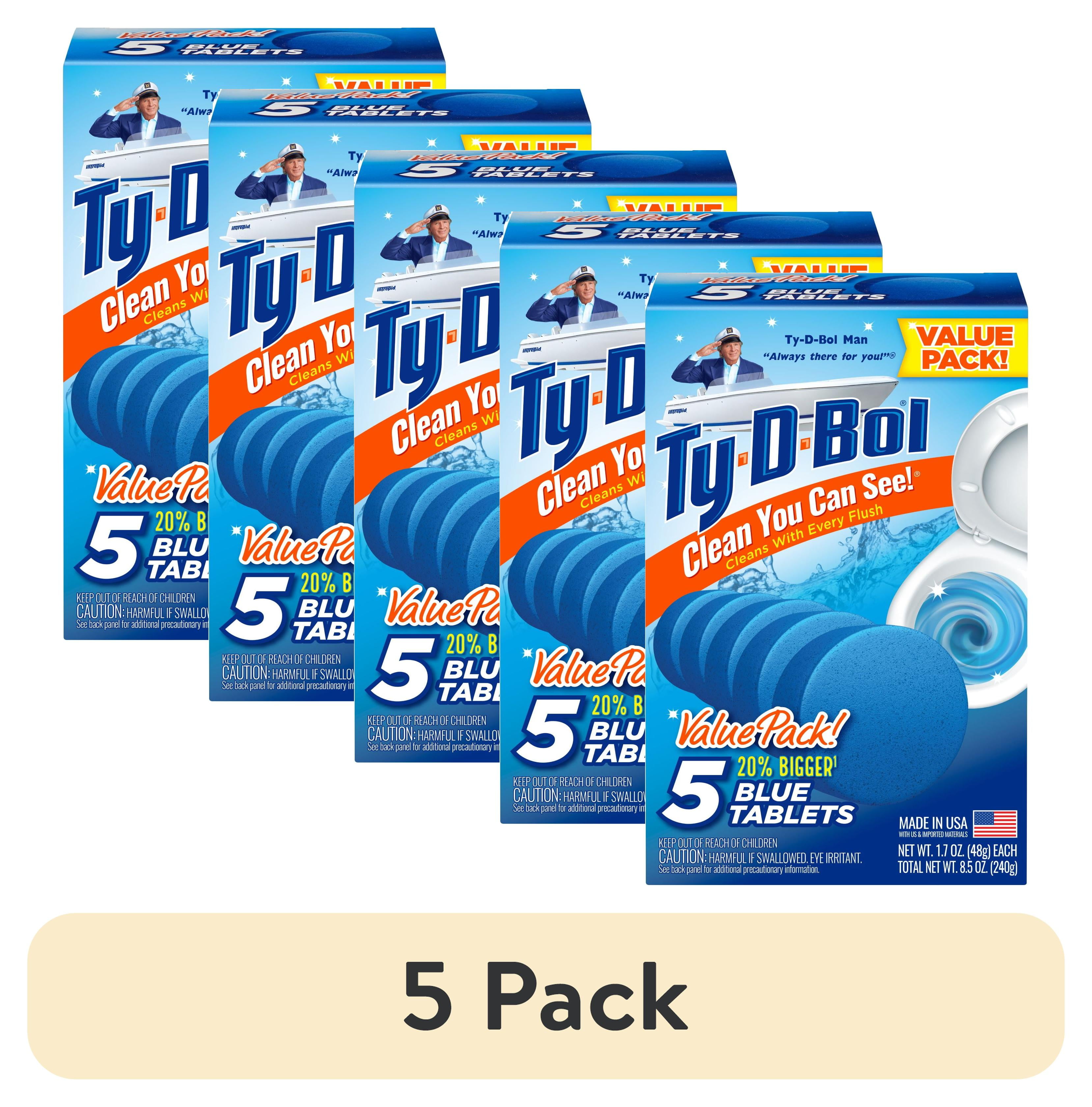 (5 pack) Ty-D-Bol Toilet Cleaner, Blue Toilet Bowl Cleaner Tablets ...