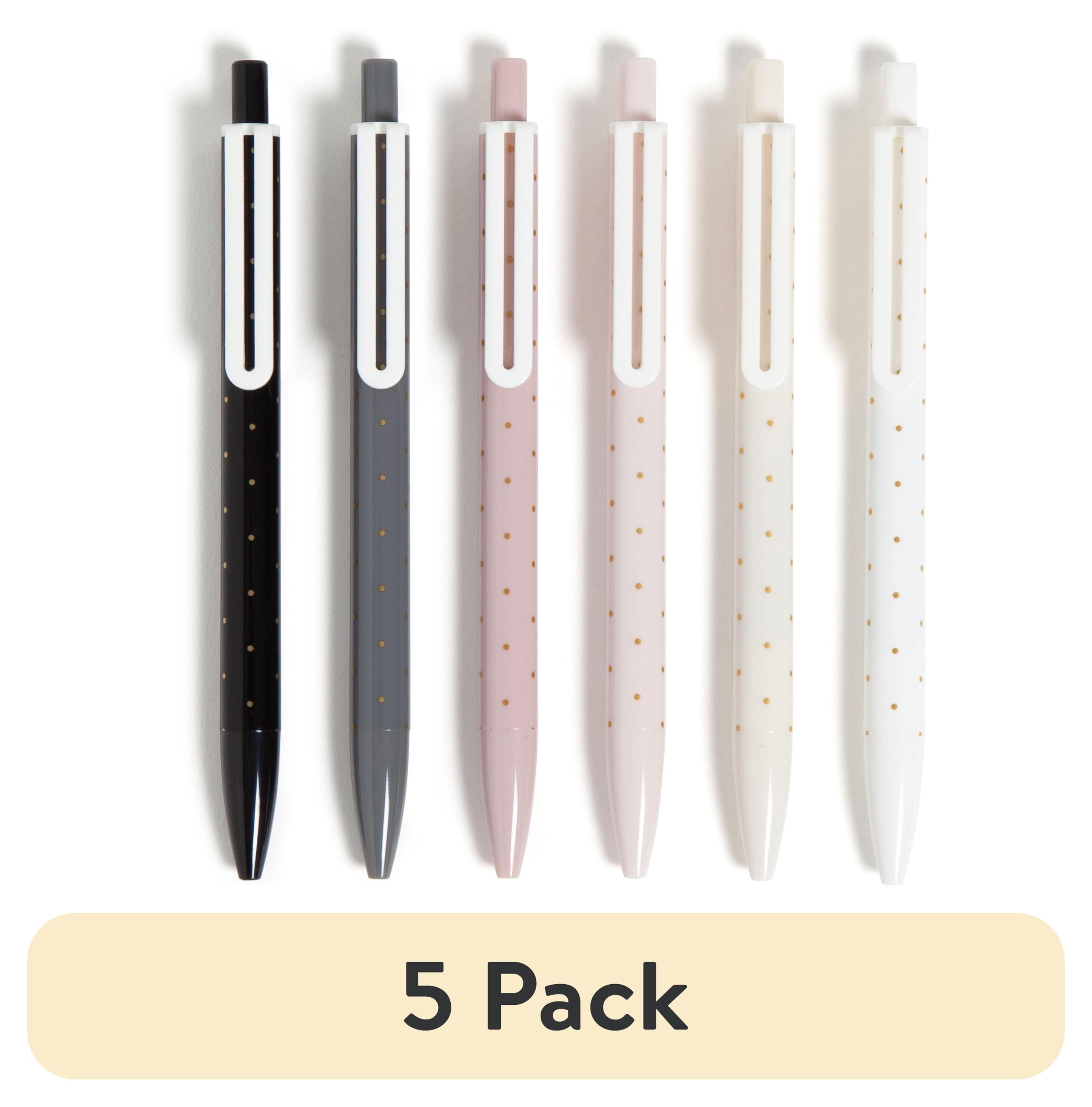 (5 pack) U Brands Laguna Ballpoint Pens, 6 Count, Foil Dots , Bold (1.0mm) Point, Black Ink ...
