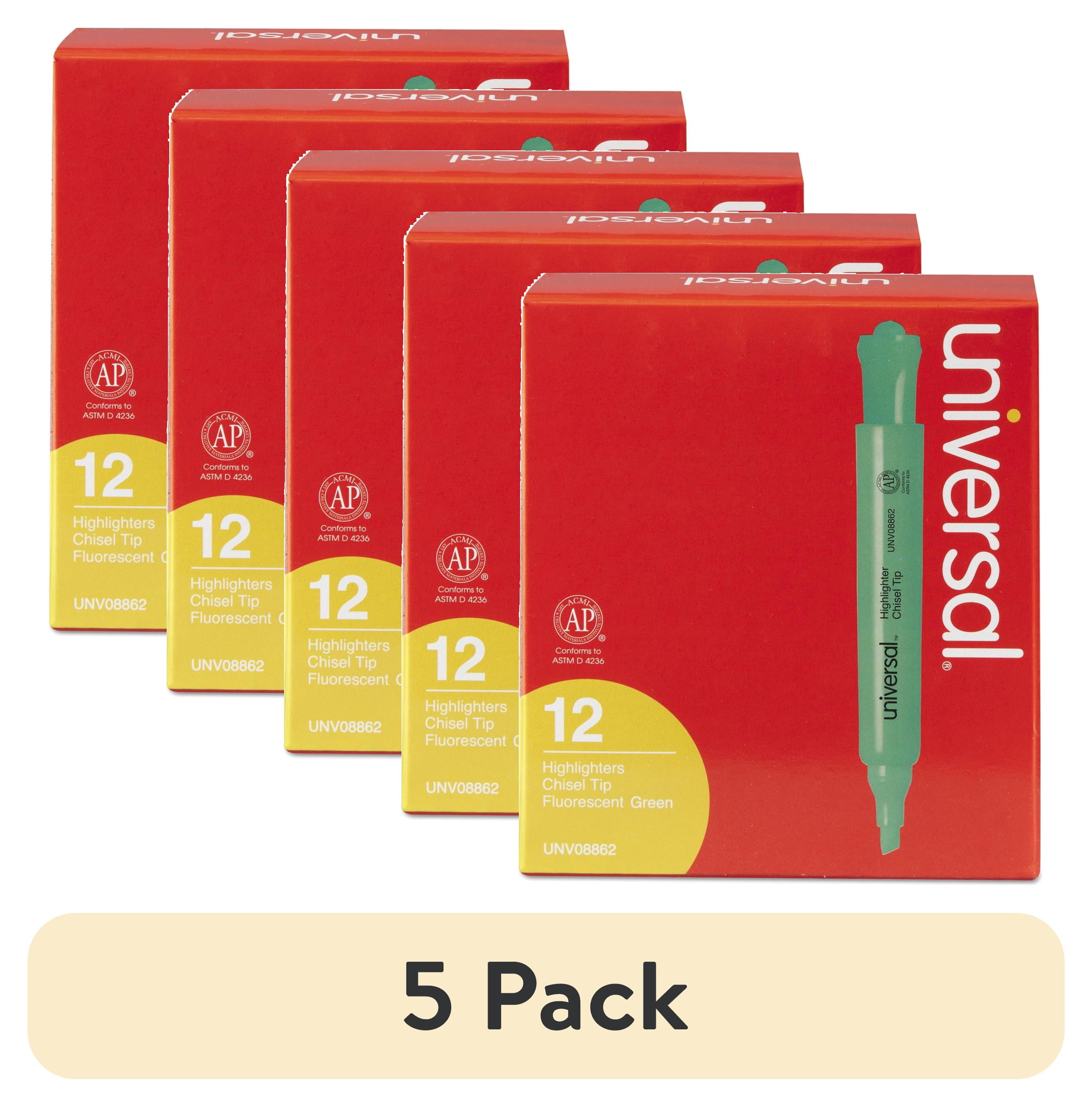 (5 pack) Universal Chisel Tip Fluorescent Green Ink Green Barrel Desk ...