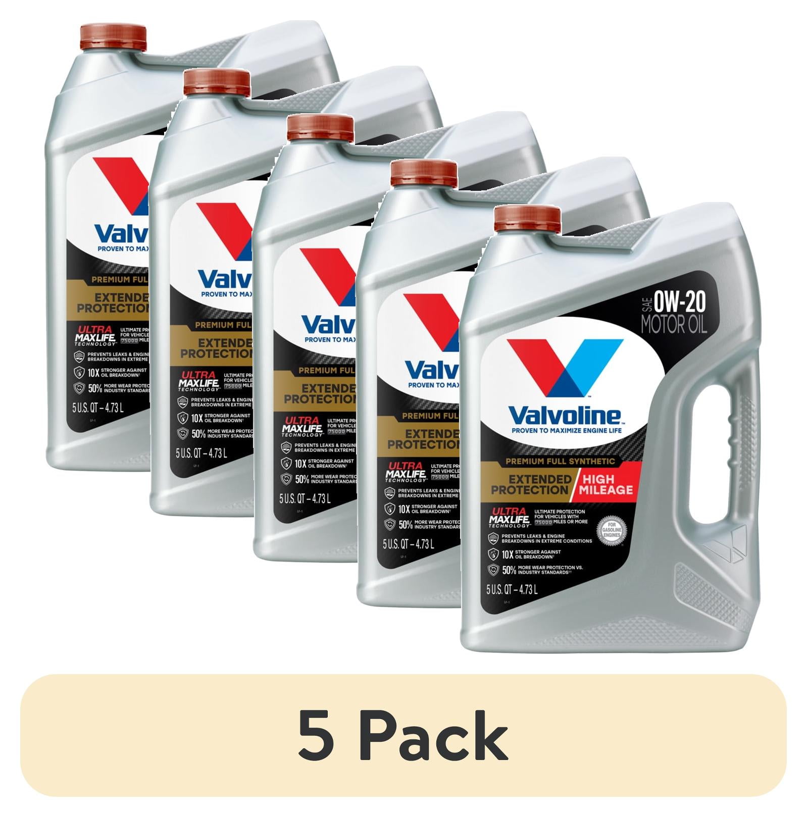 (5 pack) Valvoline Full Synthetic Extended Protection High Mileage 0W ...