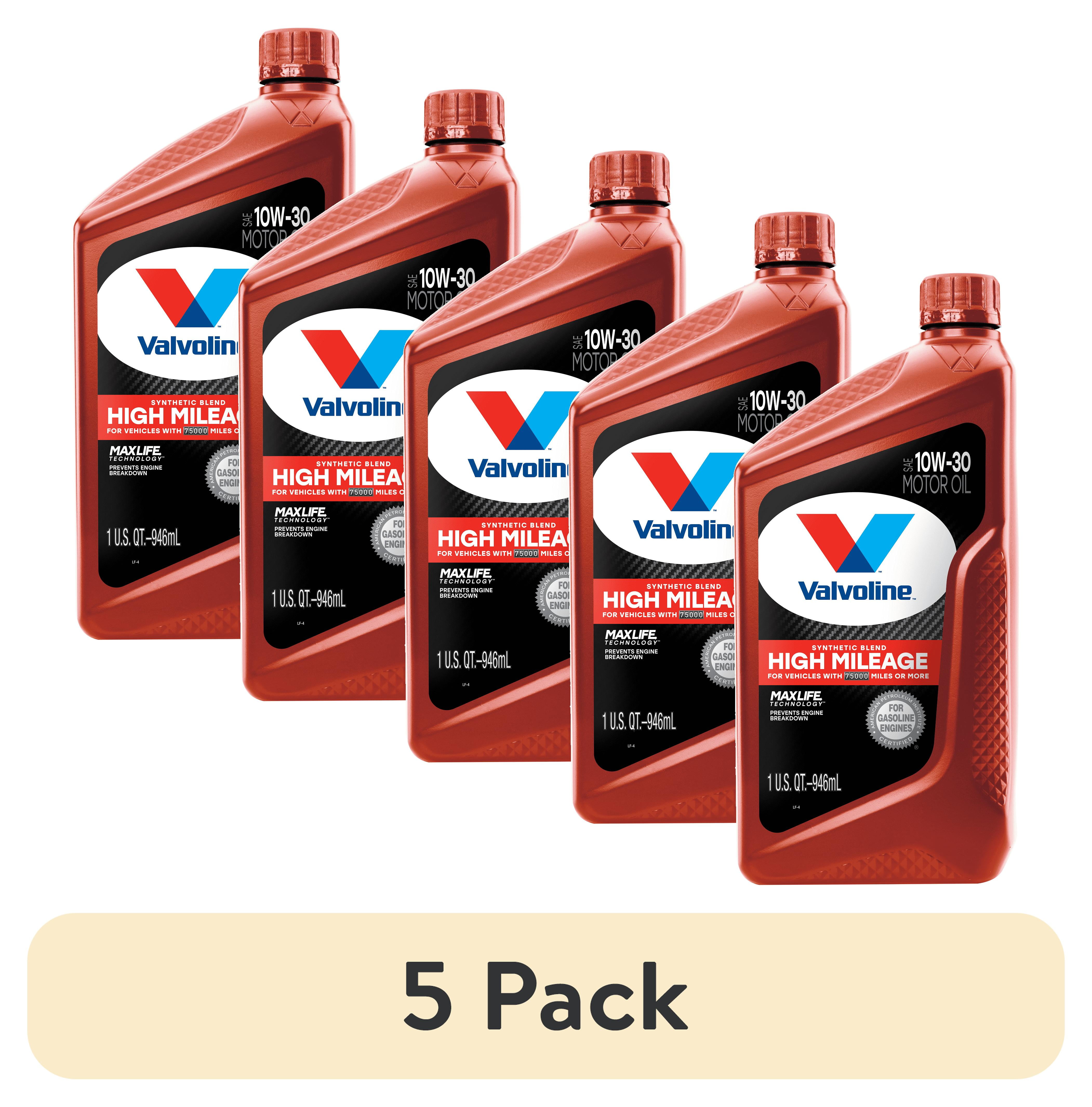 (5 pack) Valvoline High Mileage MaxLife 10W-30 Synthetic Blend Motor ...