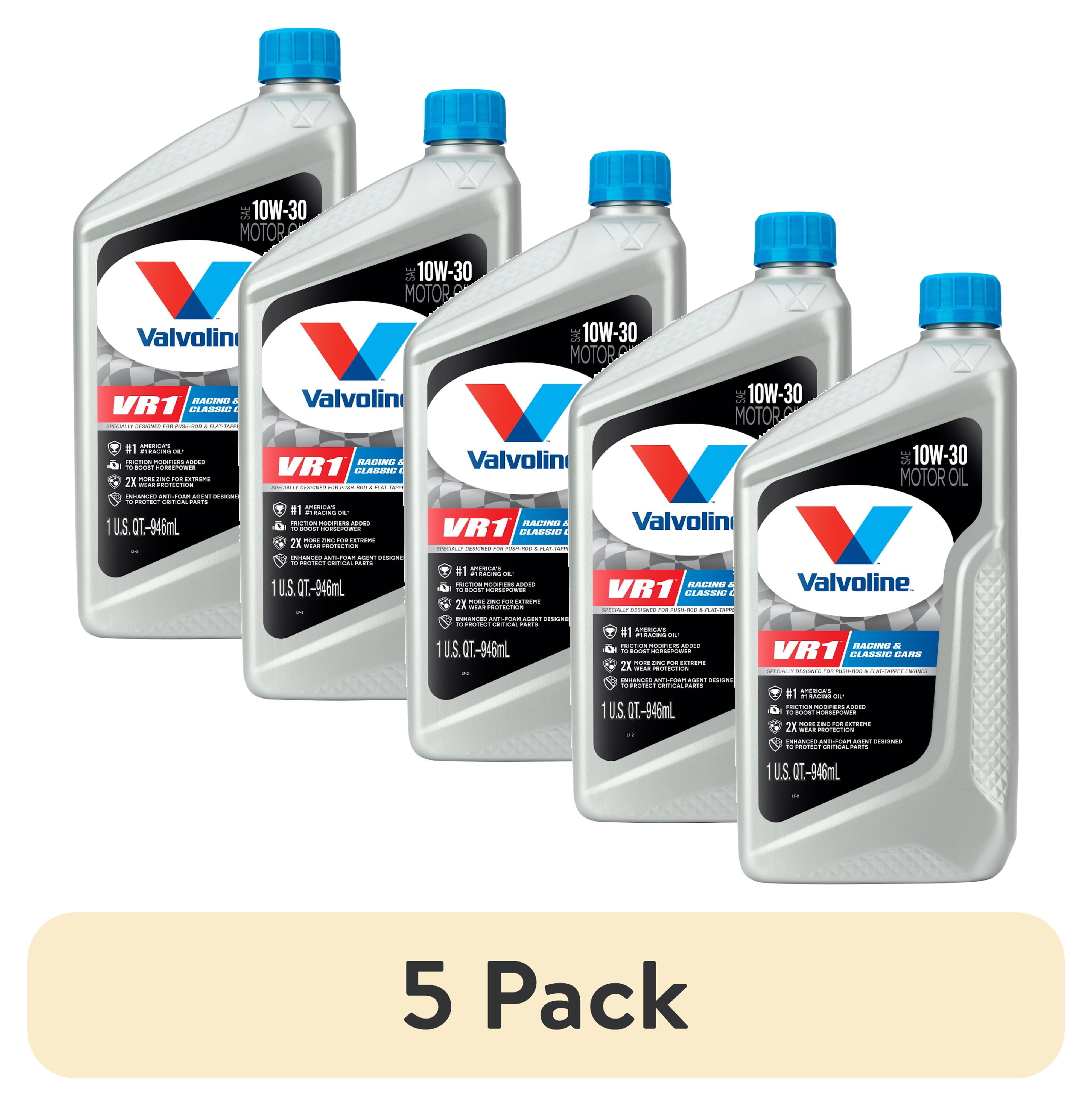 (5 pack) Valvoline VR1 Racing Motor Oil SAE 10W-30 - Walmart.com