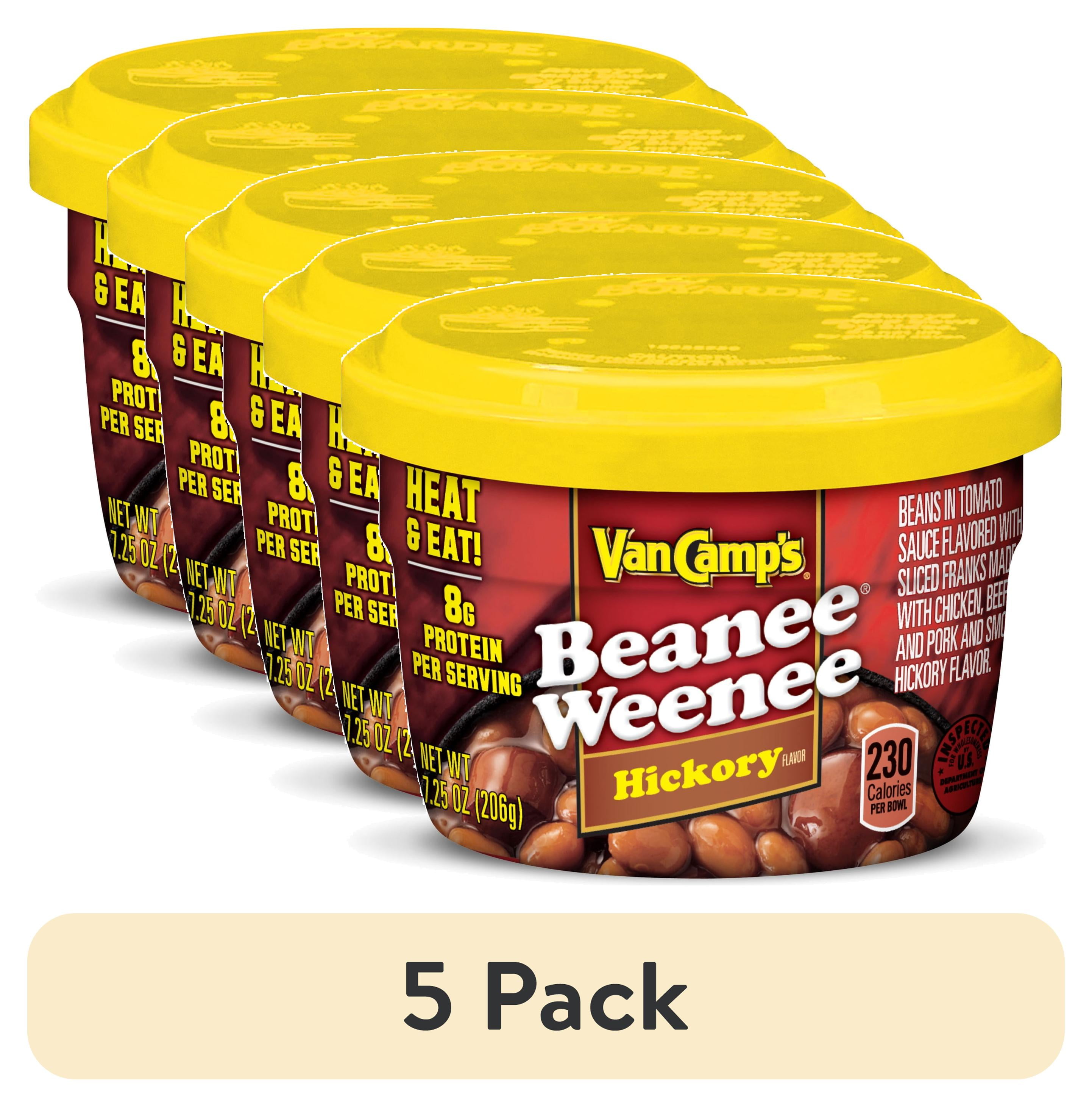 (5 pack) Van Camp's Beanee Weenee Hickory Flavor Microwavable Cup, 7.25 ...