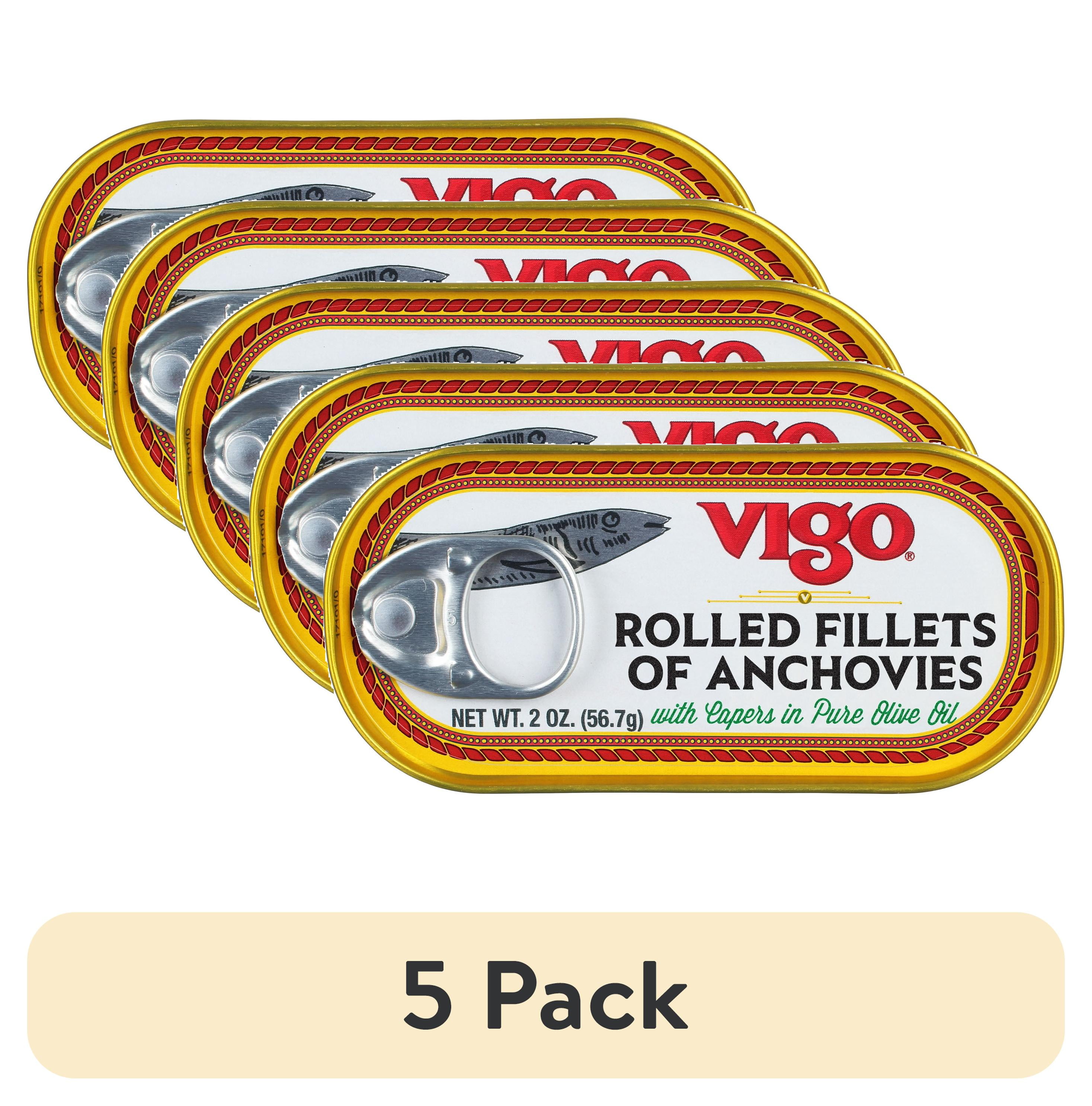 (5 pack) Vigo Rolled Fillets of Anchovies, in Pure Olive Oil, with ...
