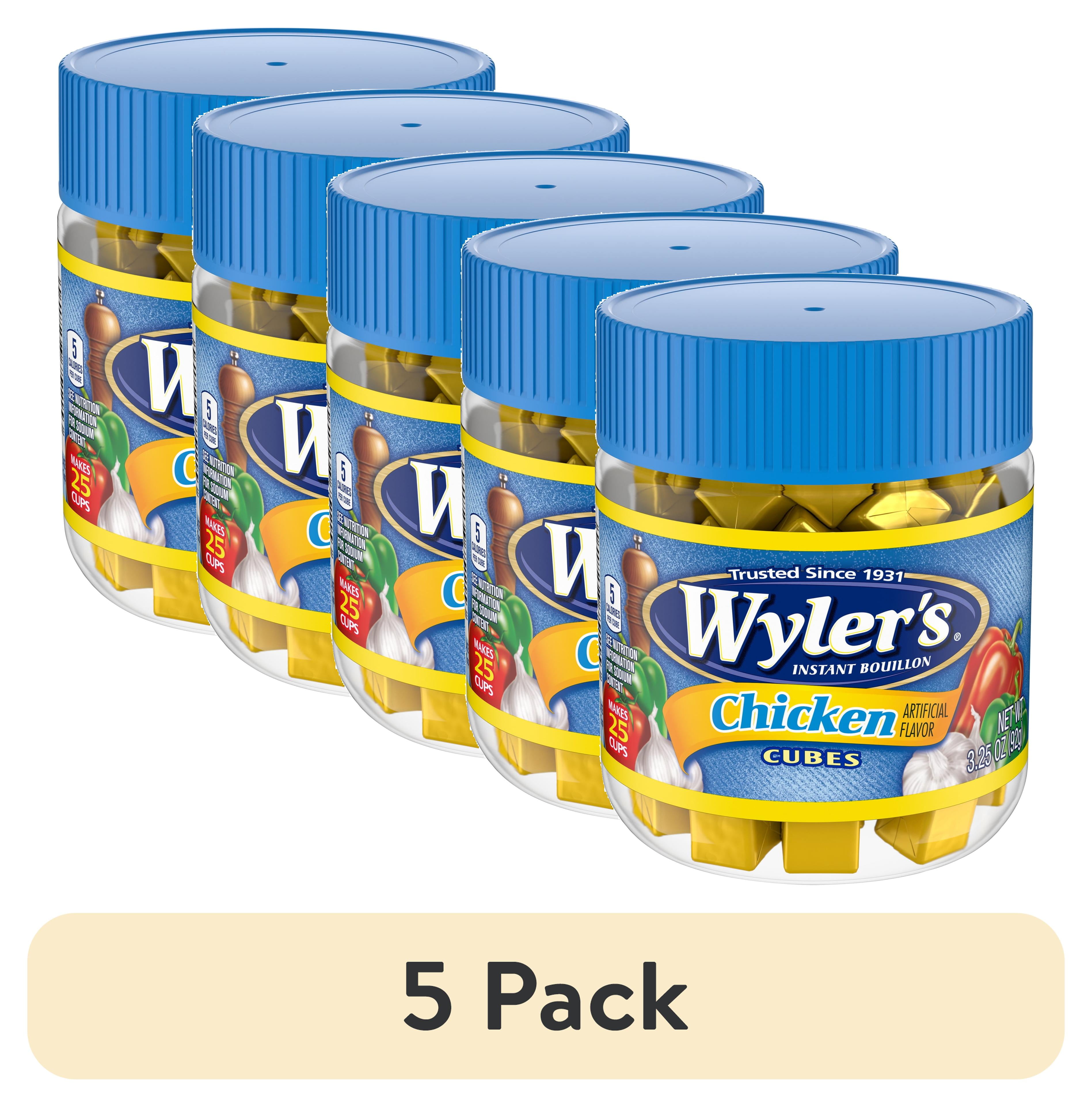 (5 pack) Wyler's Instant Bouillon Chicken Flavored Cubes, 3.25 oz Jar ...