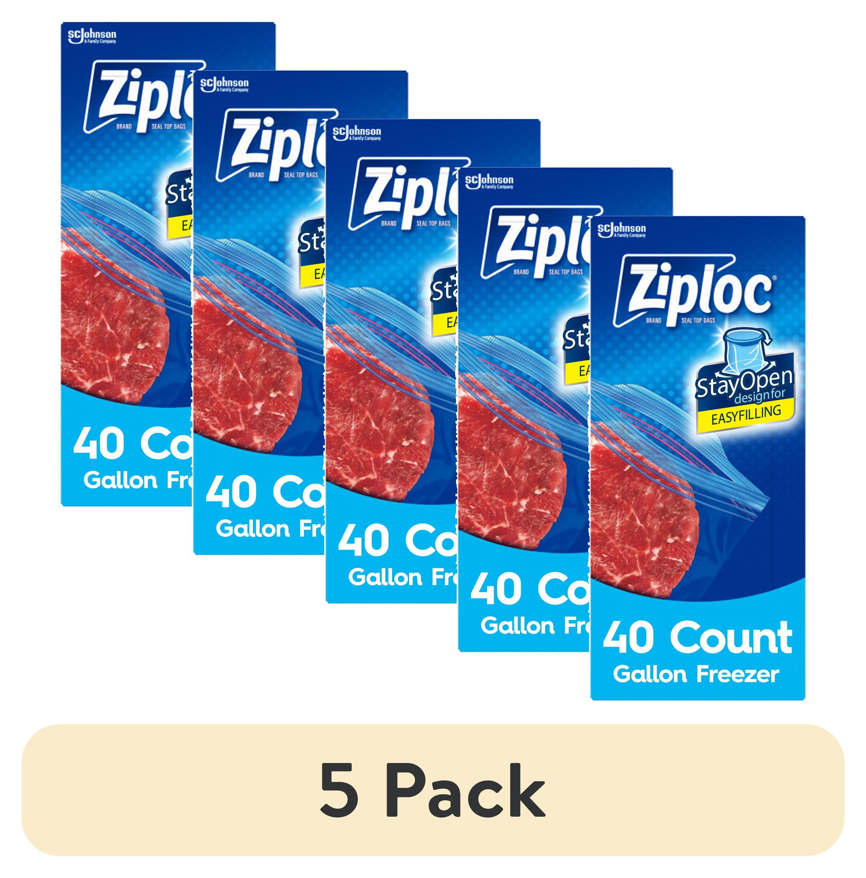 (5 pack) Ziploc Brand Freezer Bags, School Supplies, with Grip 'n Seal ...