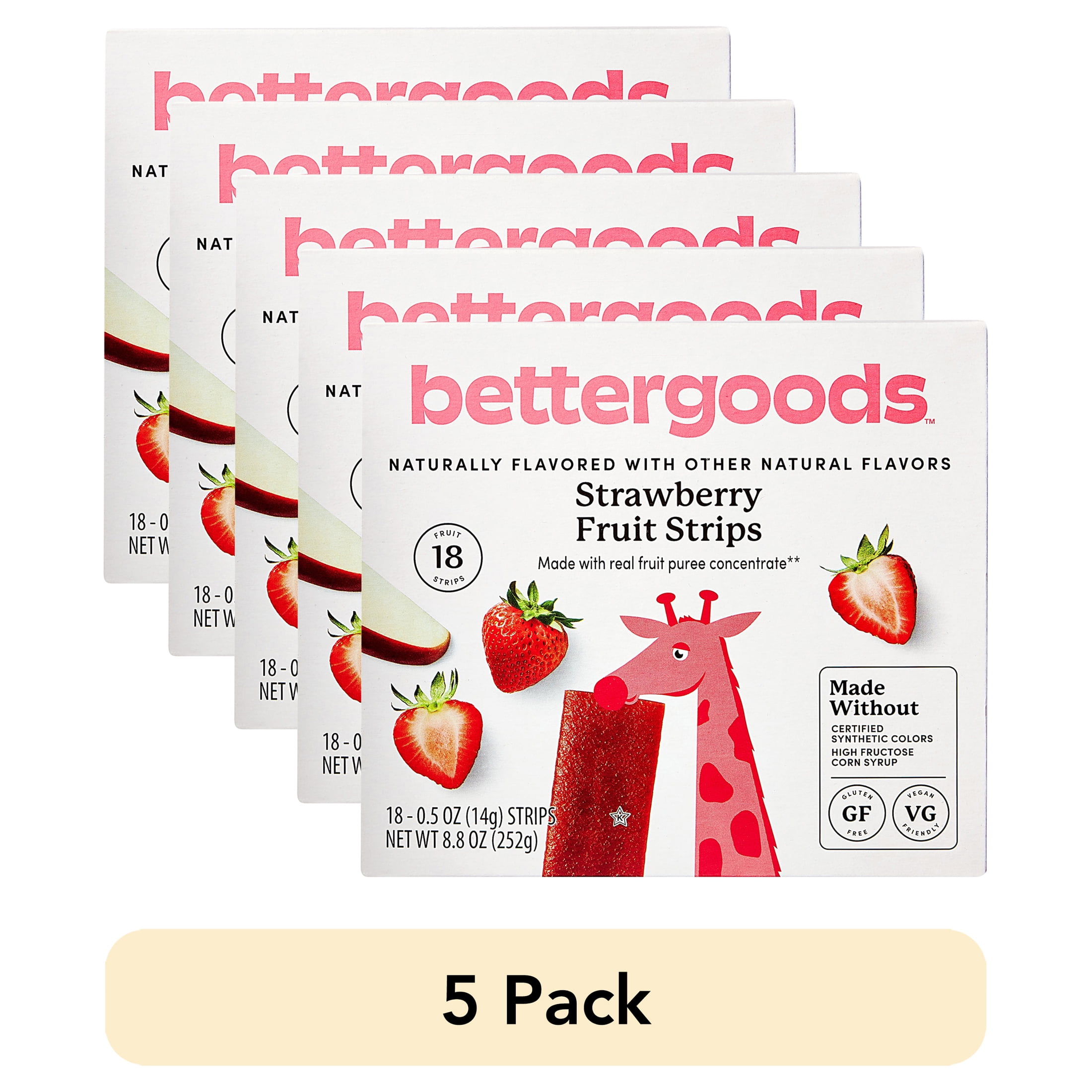 (5 pack) bettergoods Strawberry Fruit Strips 8.8 oz, 18 Count - Walmart.com