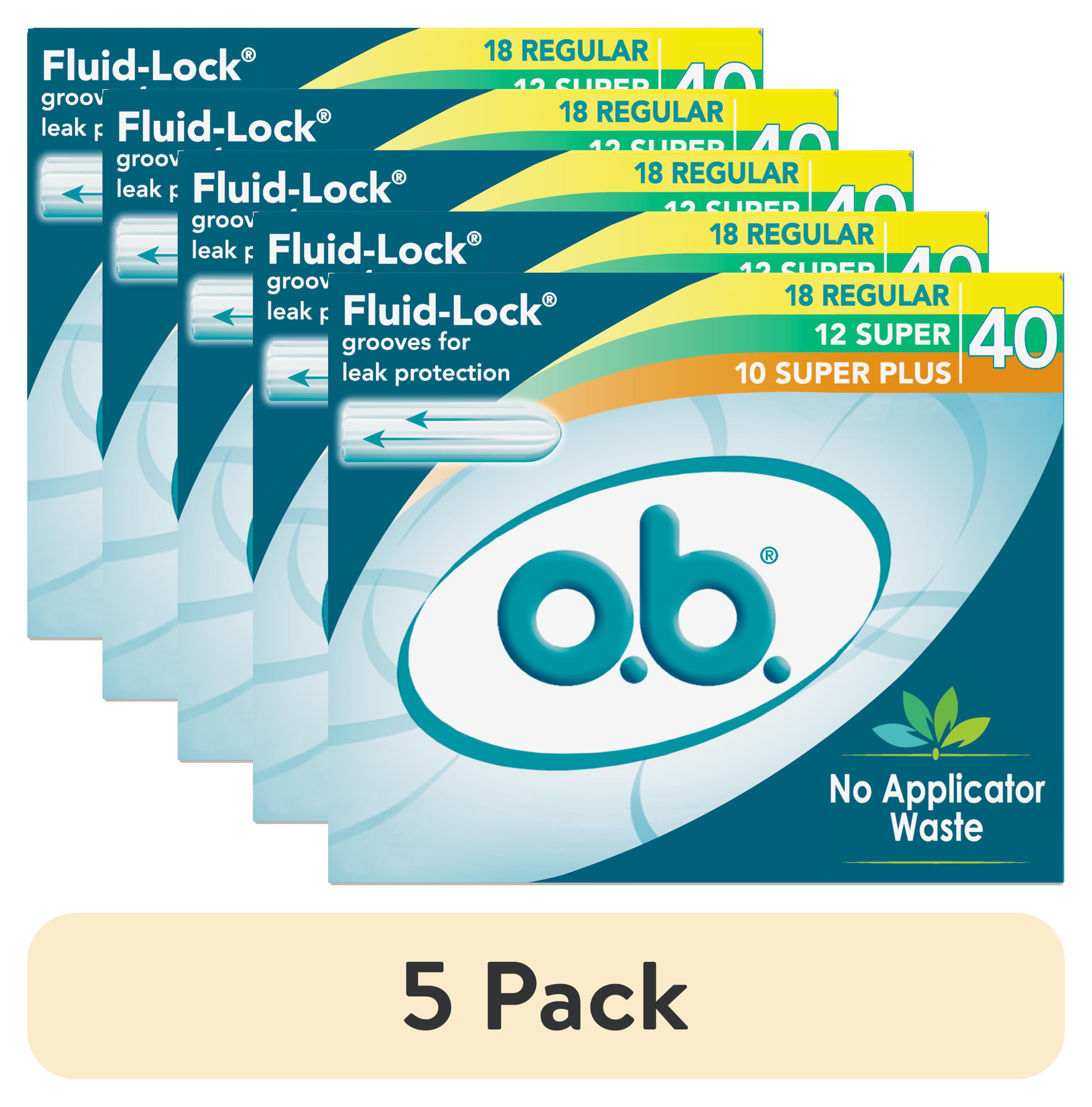 (5 pack) o.b. Original Applicator-Free Tampons, Multi-Pack Regular ...