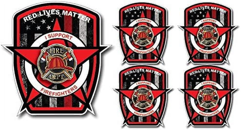 5 pack of Thin Red Line Firefighter Fire Department Fire Truck Red ...