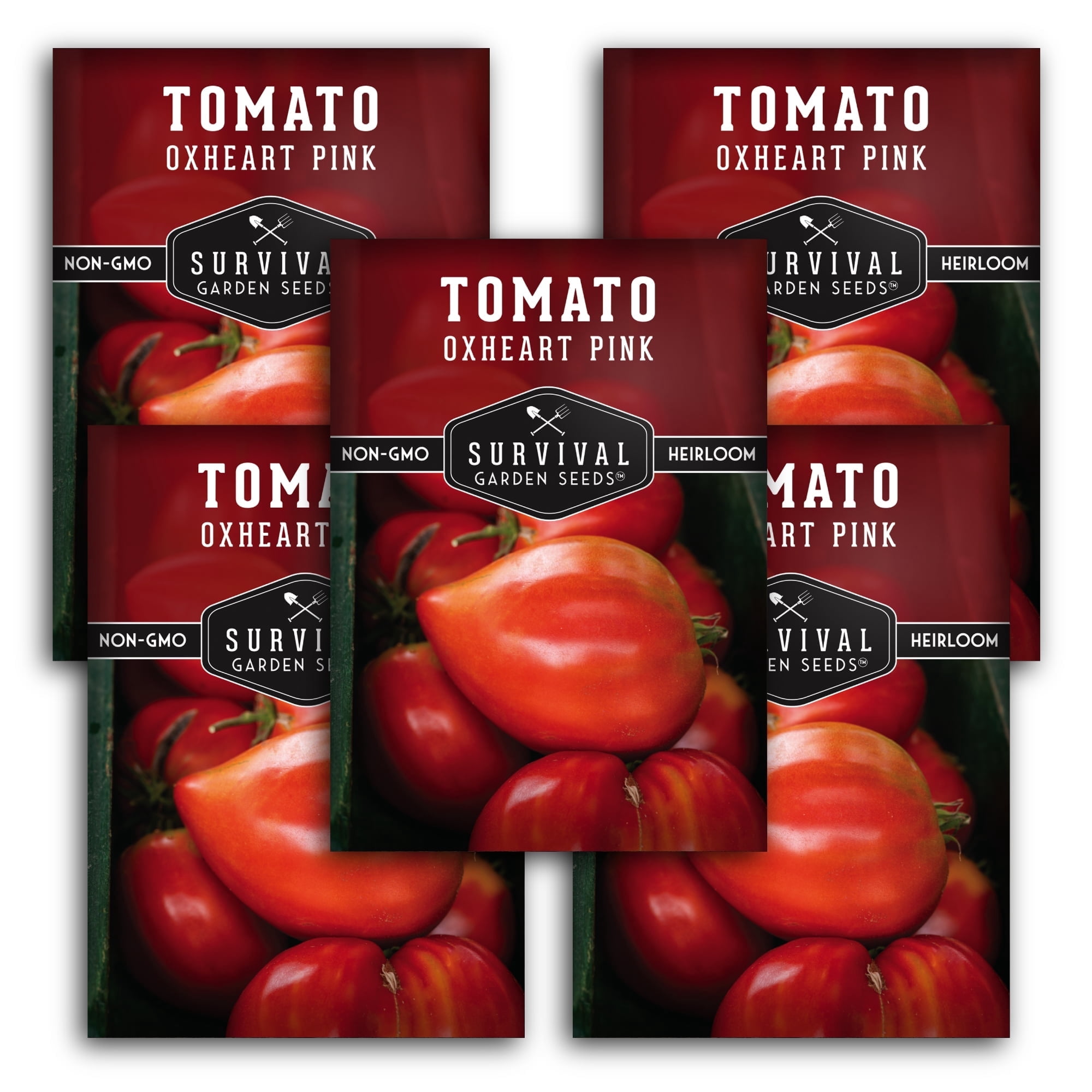 Oxheart Pink Tomato Seeds - 5 pack - Non-GMO Heirloom Full Sun Annual ...