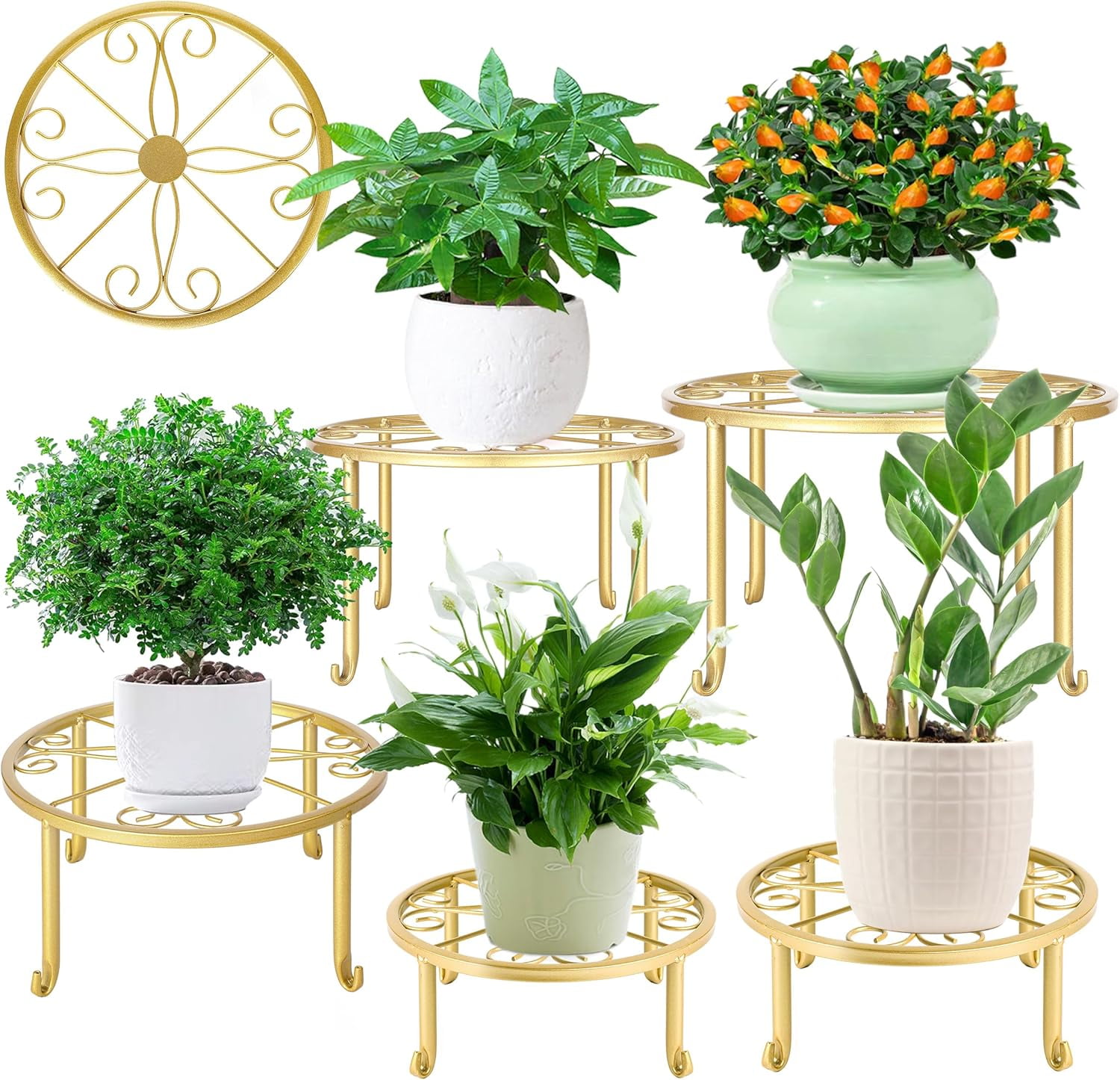 5 packs of metal plant stands, multiple indoor and outdoor plant stands ...