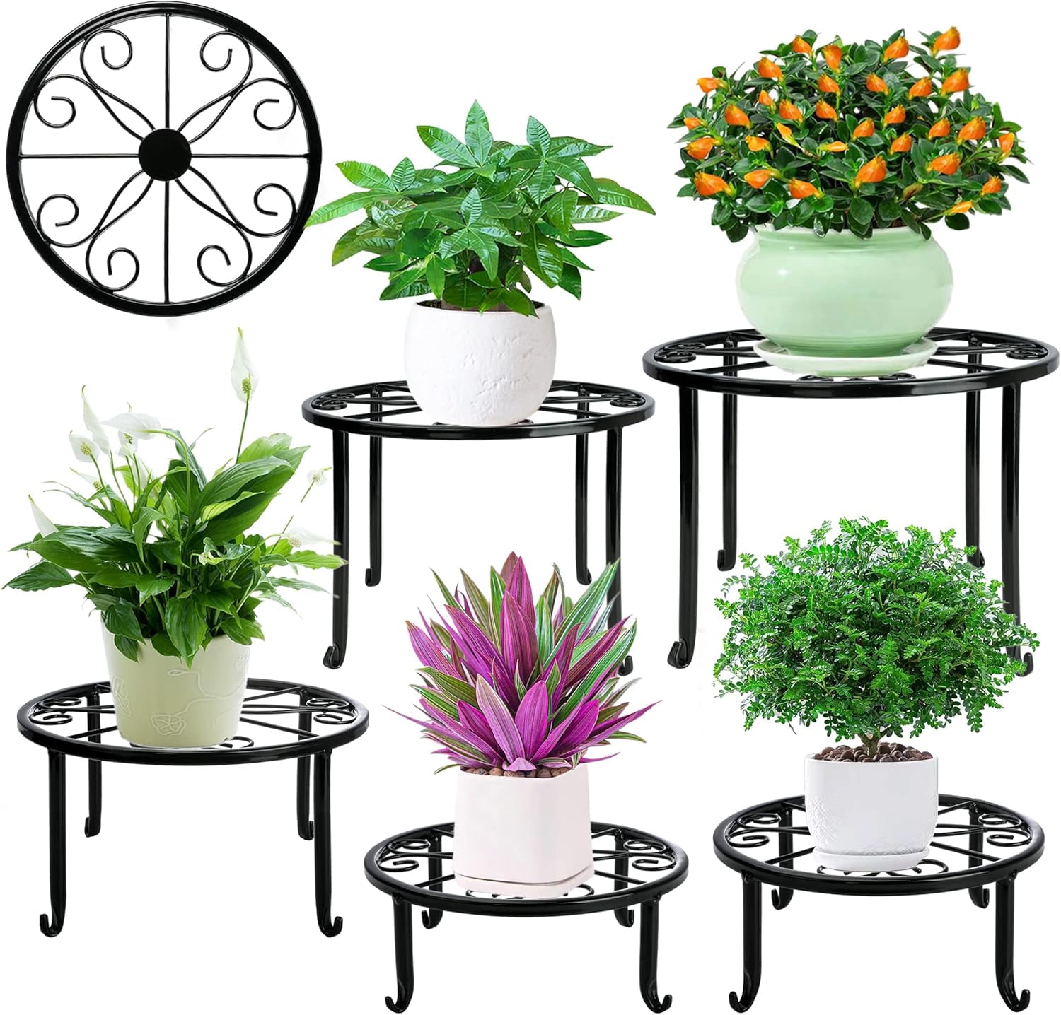5 packs of metal plant stands, multiple indoor and outdoor plant stands ...
