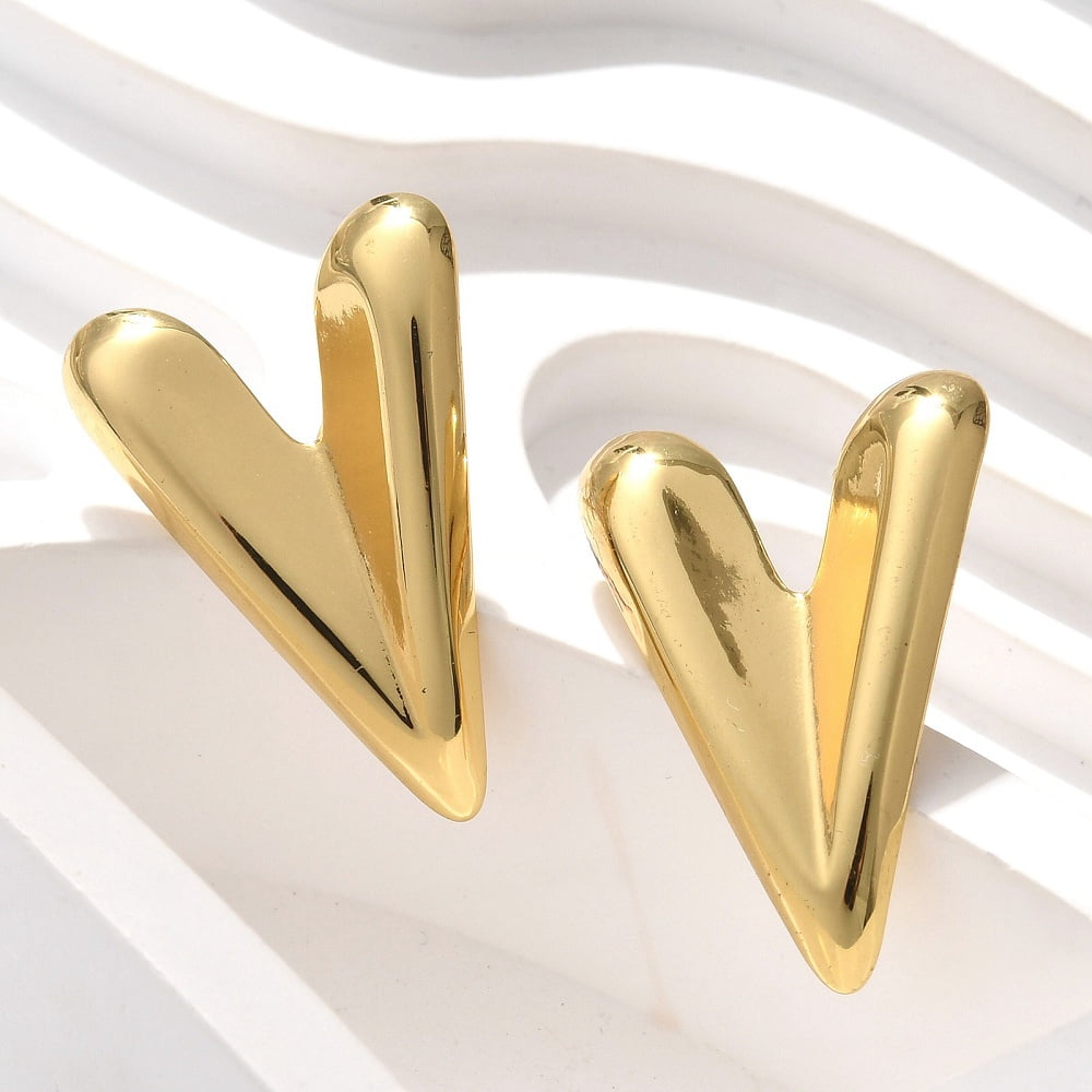 5 pair 304 Stainless Steel Stud Earrings Ion Plating(IP) Heart Real 18K ...