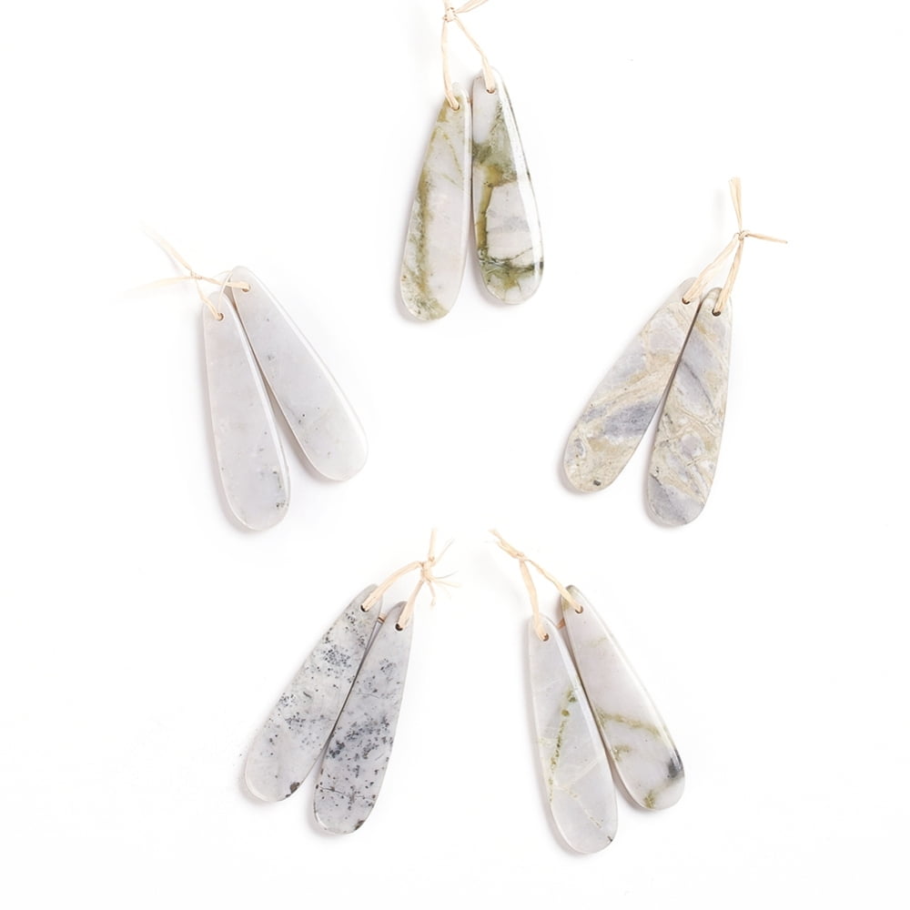 5 pair Natural Xiuyan Jade Pendants for Jewelry Making Teardrop 45~45 ...