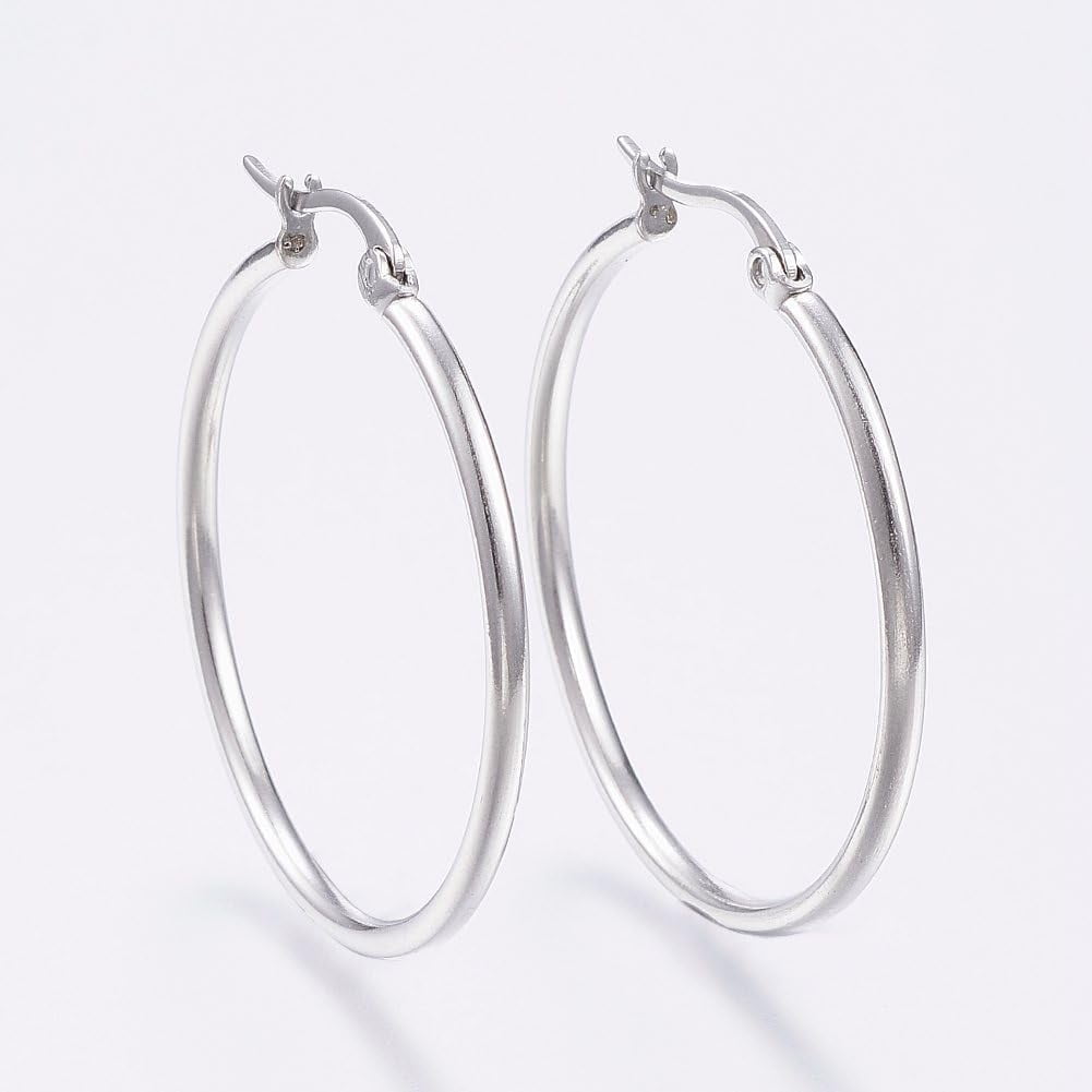 5 pair Tarnish Resistant 304 Stainless Steel Big Hoop Earrings ...
