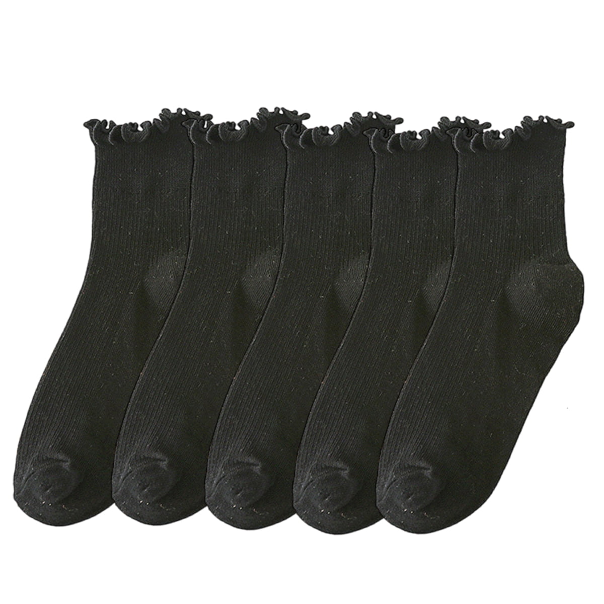 5 pairs Cotton Ruffles Ankle Socks Women Lolita Cute Kawaii Girl Spring ...