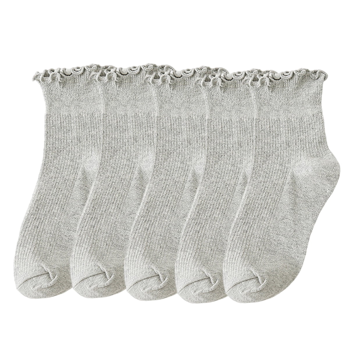 5 pairs Cotton Ruffles Ankle Socks Women Lolita Cute Kawaii Girl Spring ...