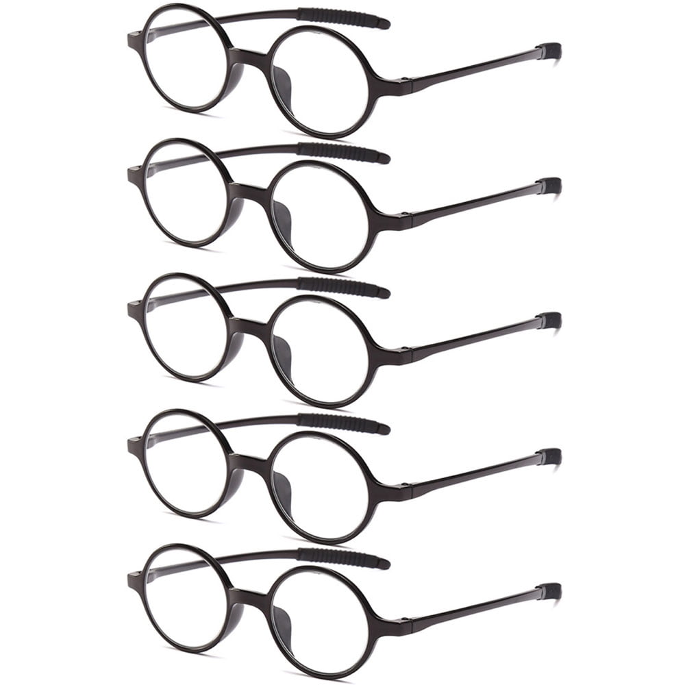 5 pairs Womens Retro Round Black Reading Glasses Mens Classic Flexible ...