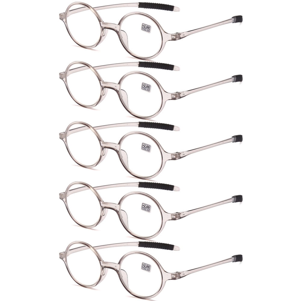 5 pairs Womens Retro Round Gray Reading Glasses Mens Classic Flexible ...