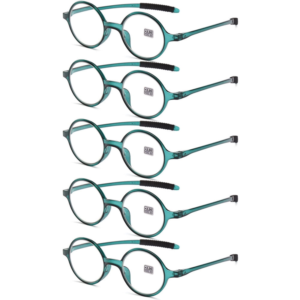 5 pairs Womens Retro Round Green Reading Glasses Mens Classic Flexible ...