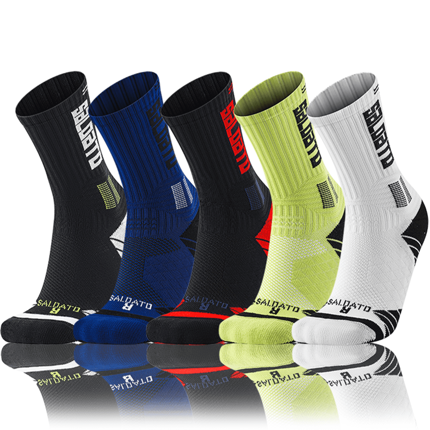 5 pairs, men's mid-leg socks, sweat and moisture wicking, comfortable ...