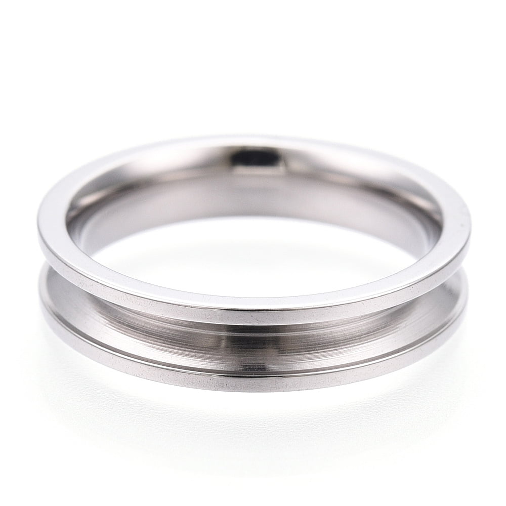 5 pc 201 Stainless Steel Grooved Finger Ring Settings Ring Core Blank ...