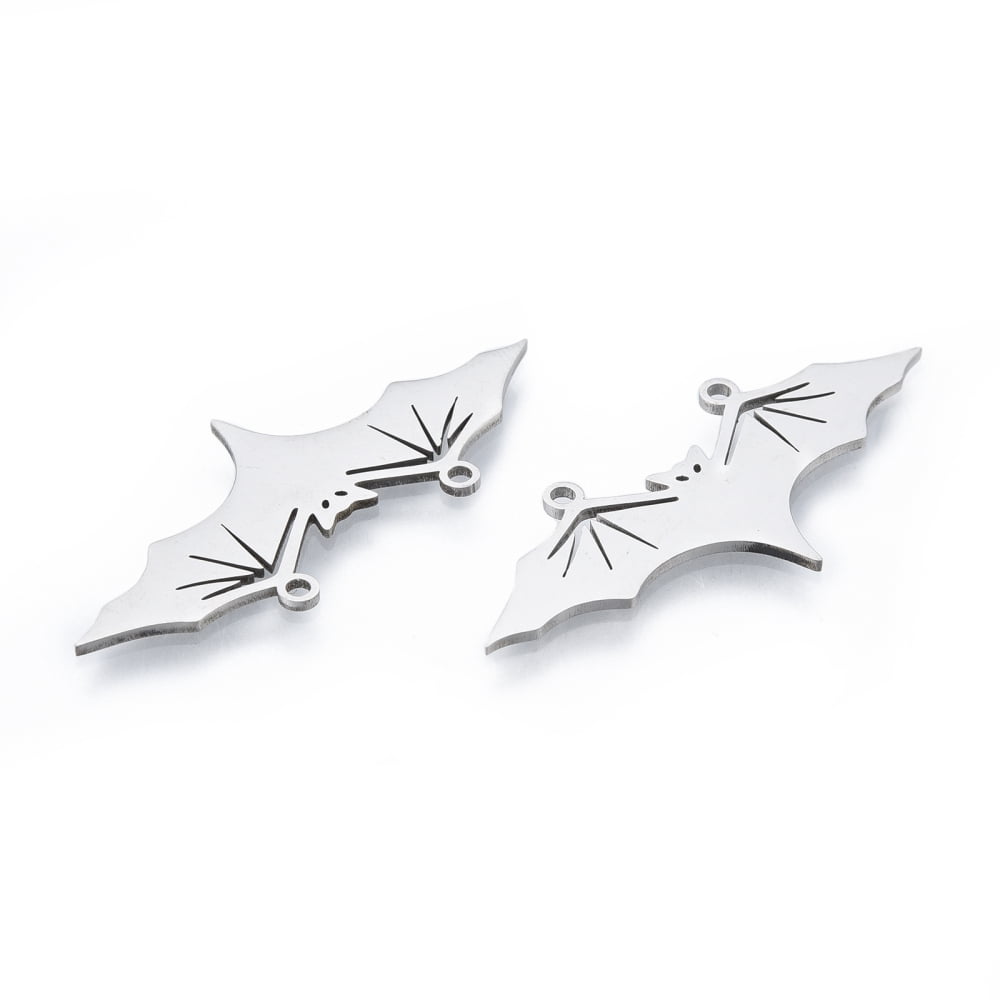 5 pc 201 Stainless Steel Pendants Bat Style Stainless Steel Color ...