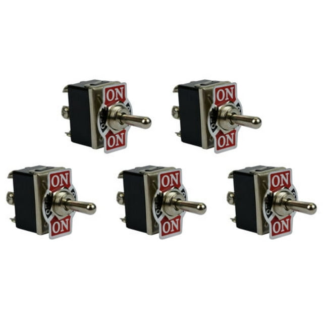5 pc 20A 125V Toggle Switch (ON)-OFF-(ON) DPDT 6 Terminal Momentary 2 ...