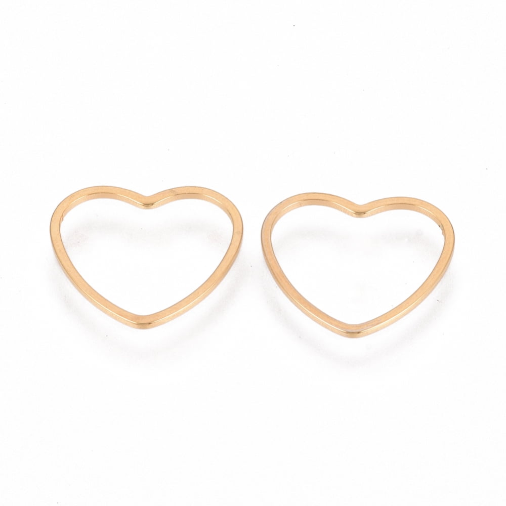5 pc 304 Stainless Steel Linking Ring Heart Golden 14x15.5x1mm ...