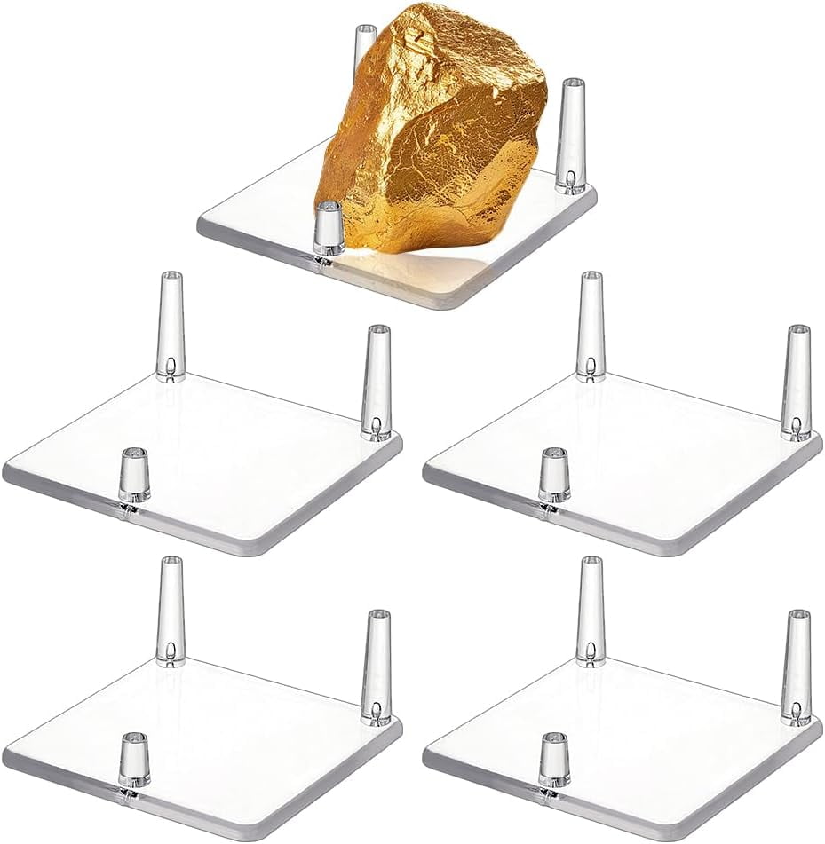 5 pc 5Pcs Rock Display Stand 3 Pegs Acrylic Square Display Easel Stands ...