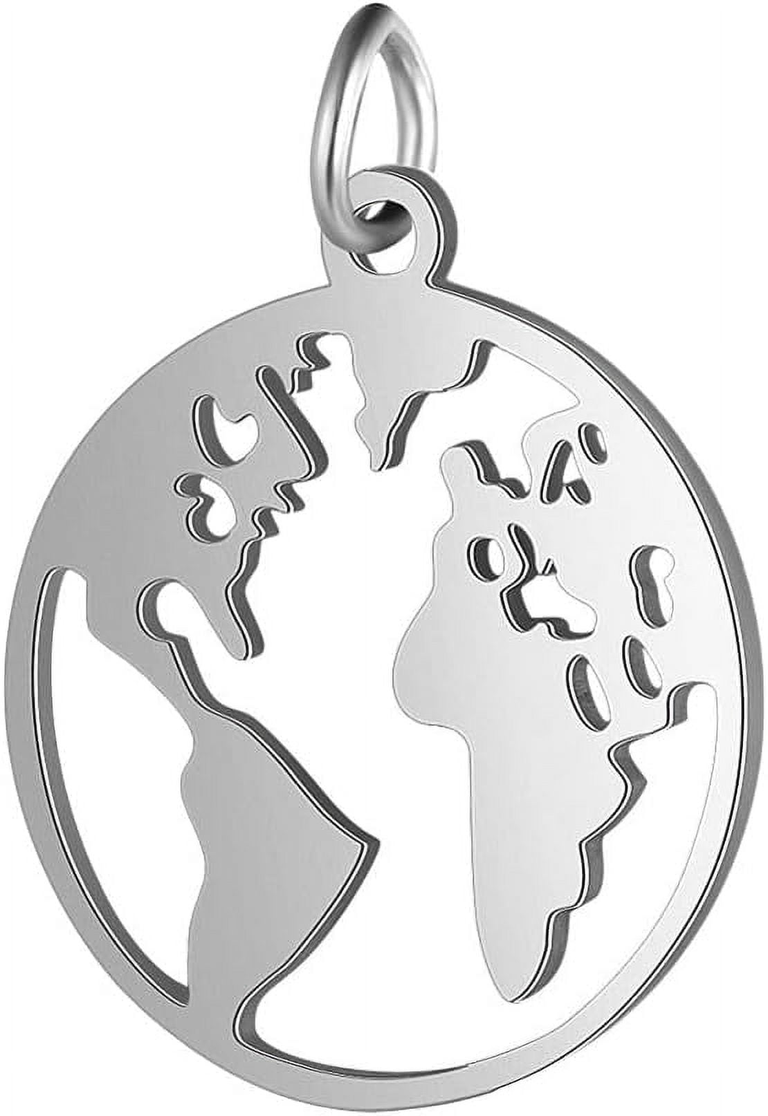 5 pc 5pcs World Map Pendants 201 Stainless Steel Earth Globe Map Charms ...