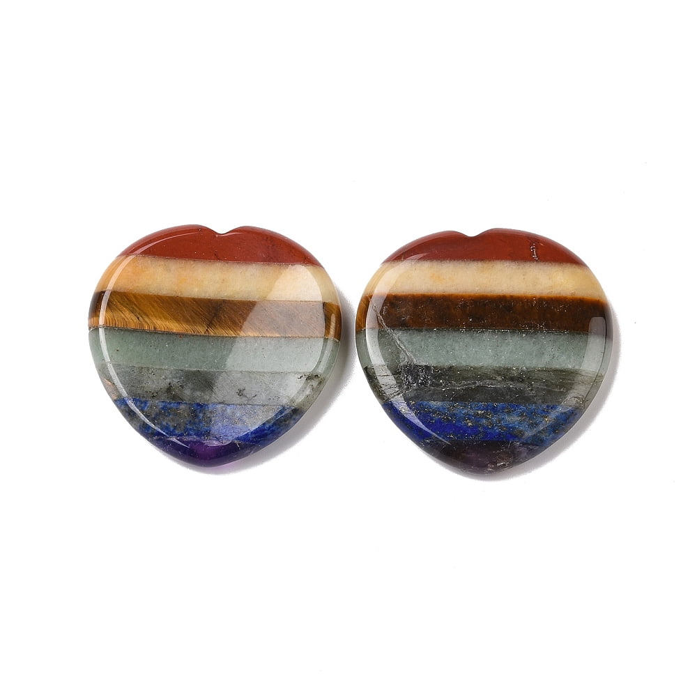 5 pc 7 Chakra Heart Thumb Worry Stone for Anxiety Therapy Natural ...