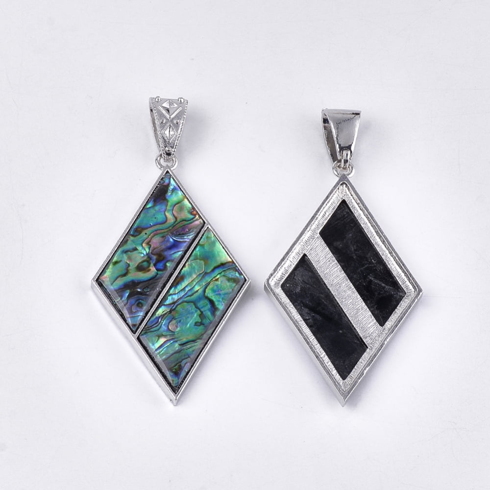 5 pc Abalone Shell/Paua Shell Pendants with Resin Bottom and Alloy ...