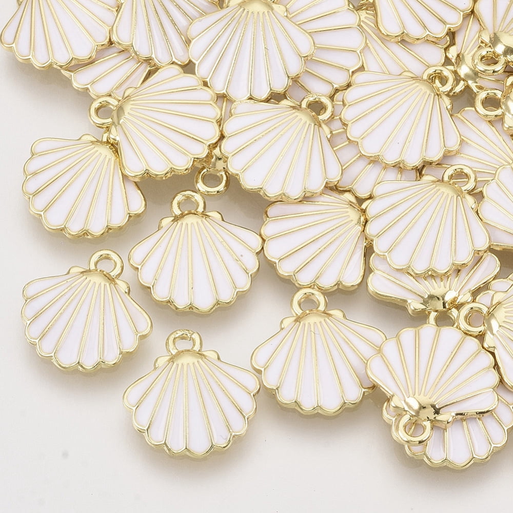 5 pc Alloy Enamel Charms Light Gold Scallop Shell Shape Seashell Color ...