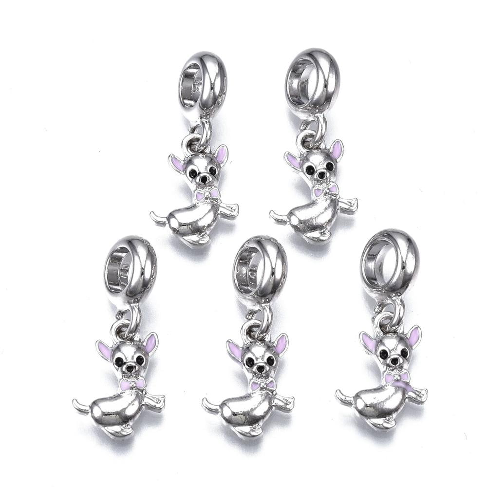 5 pc Alloy European Dangle Charms with Enamel Large Hole Pendants ...