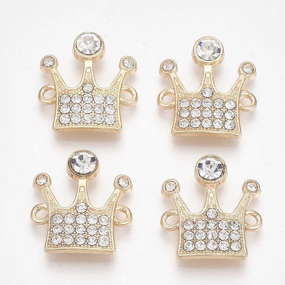 5 pc Alloy Links connectors with Rhinestone Crown Crystal Golden 19 ...
