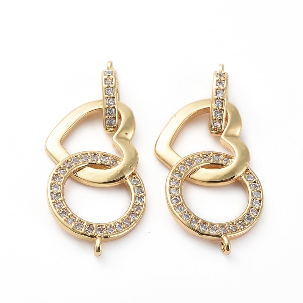 5 pc Brass Micro Pave Clear Cubic Zirconia Links connectors Long ...