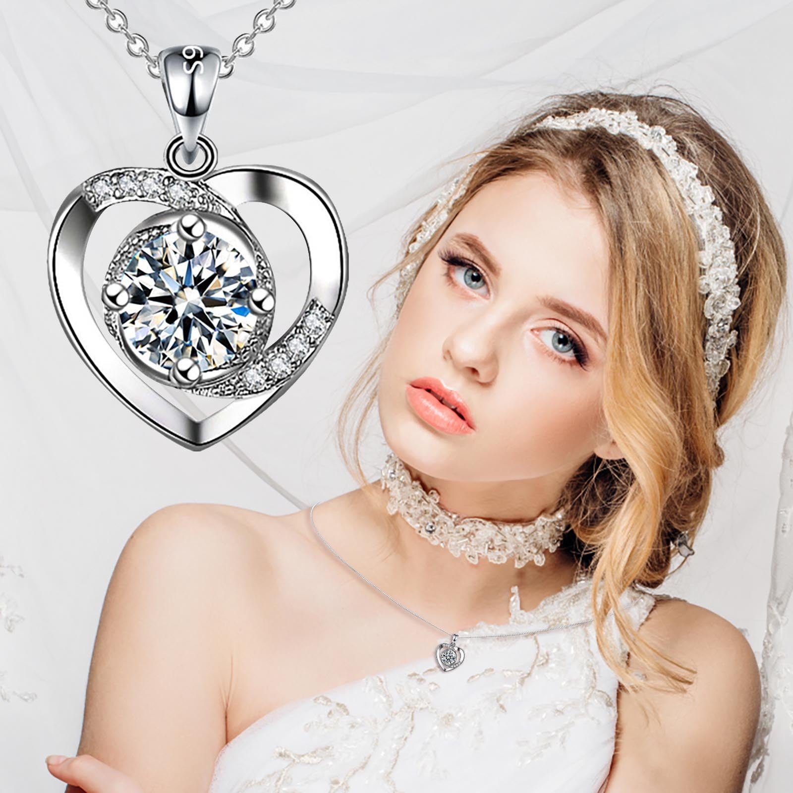 5 Pc Diamond Necklace Woman Beating Dazzling Diamond Pendant Diamond