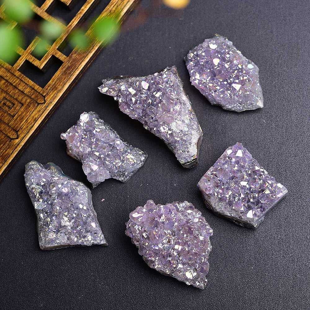 5 pc Electroplate Natural Drusy Amethyst Display Decorations Raw ...