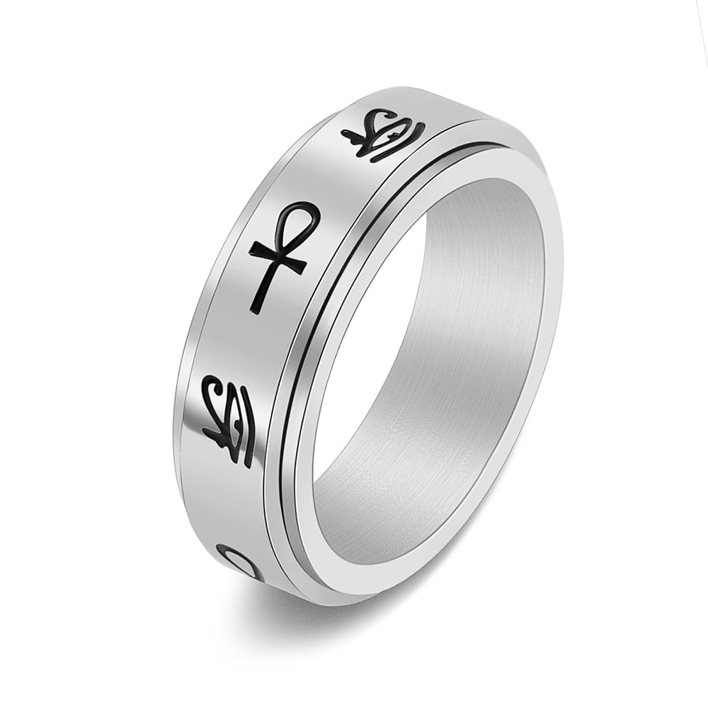 5 pc Eye of Horus Ankh Cross Pattern Stainless Steel Rotating Fidget ...