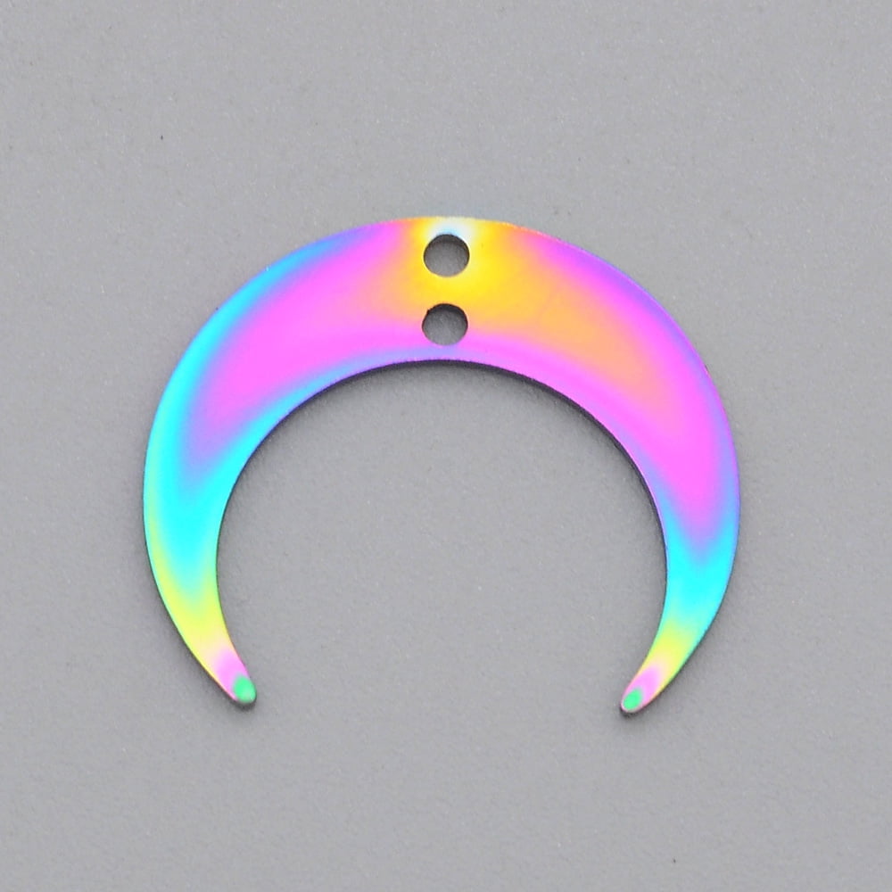 5 pc Ion Plating(IP) 201 Stainless Steel 2-Loop Link Pendants Laser Cut ...